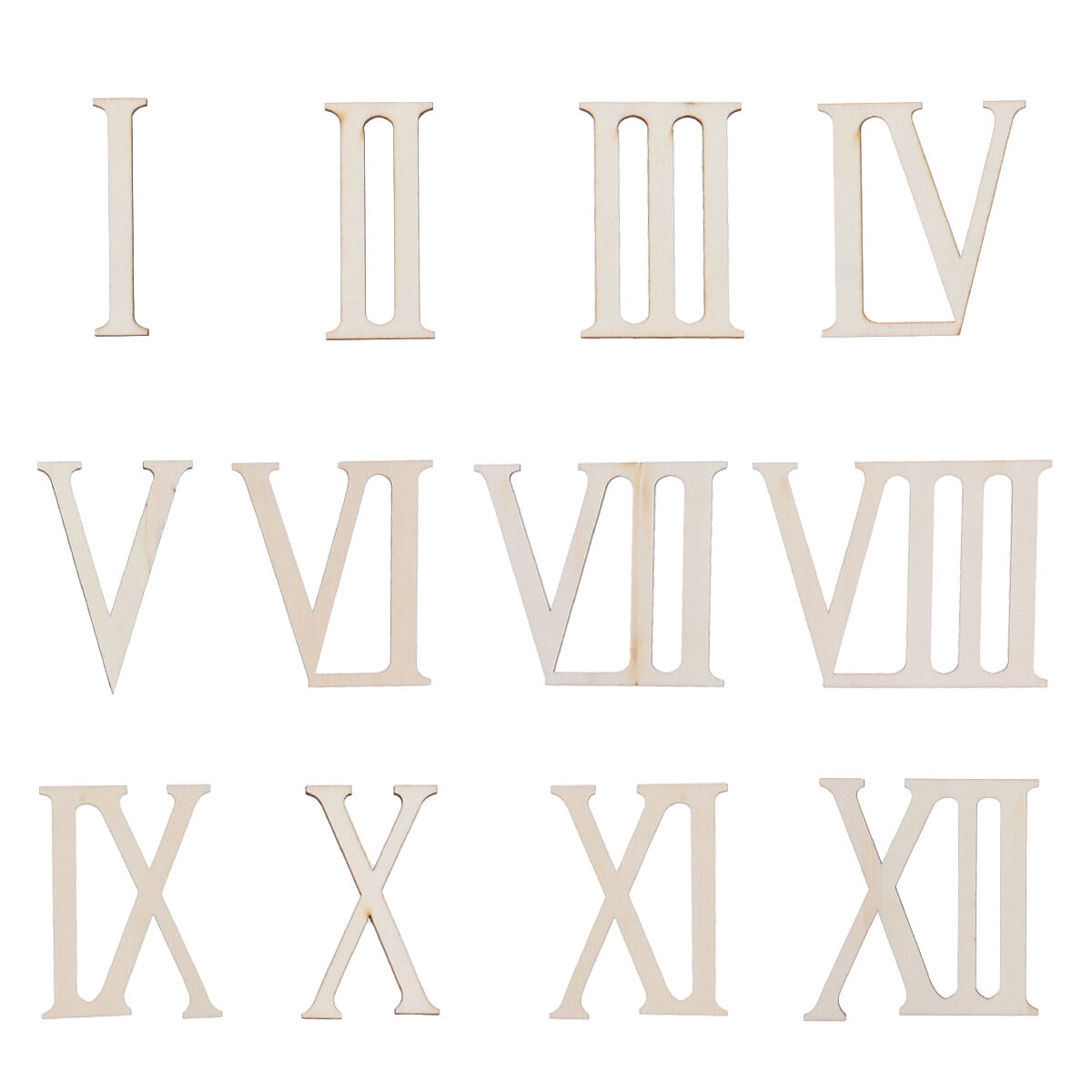 Viveous Wooden Roman Numerals Shape Unfinished Wood Cutouts Wooden ...