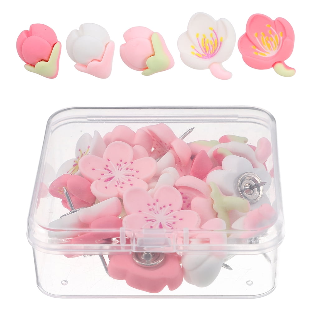 Viveous 30Pcs Floral Push Pins Cute Decorative Thumb Tacks For Cork ...