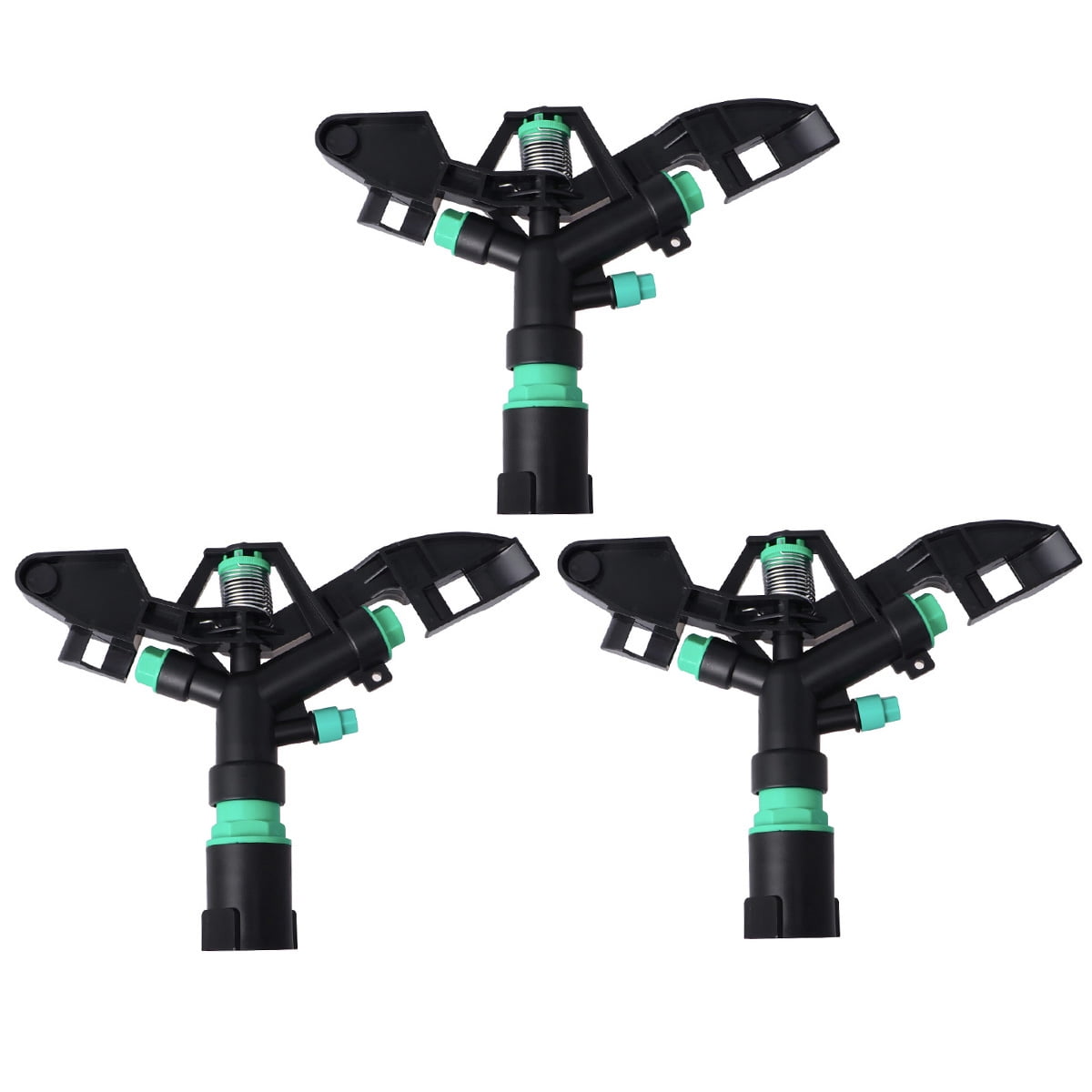Viveous 3Pcs Metal 360 Degree Automatic Rotating Sprinkler Head Lawn ...