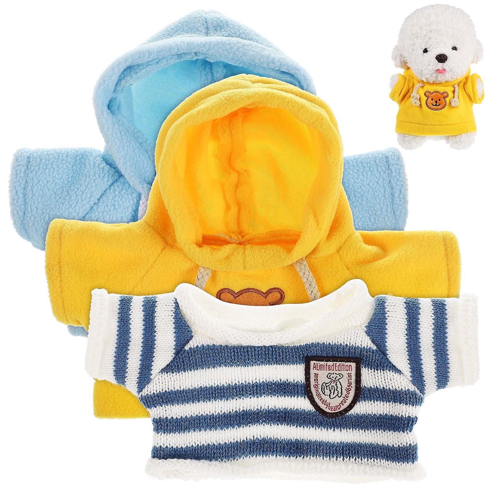 Viveous 3pcs Stuffed Animal Clothes Tiny Sweater Hoodie Plush Bear ...