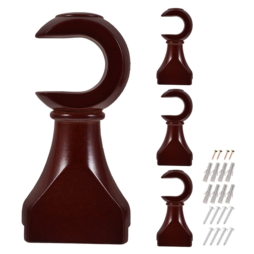 Viveous 4Pcs Wood Curtain Rod Brackets Curtain Rod Hook Heavy Duty ...