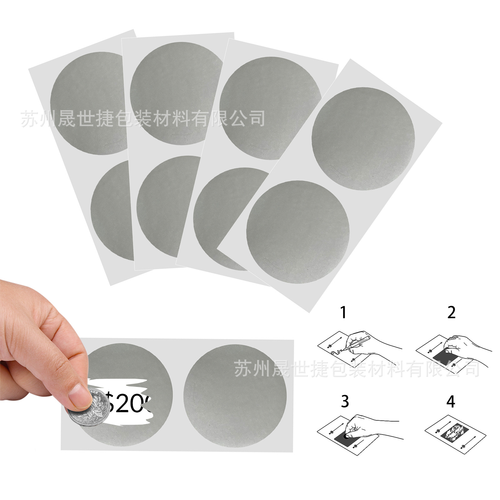 Viveous 50pcs Self Adhesive Scratch Off Stickers Round Circle Scratch ...