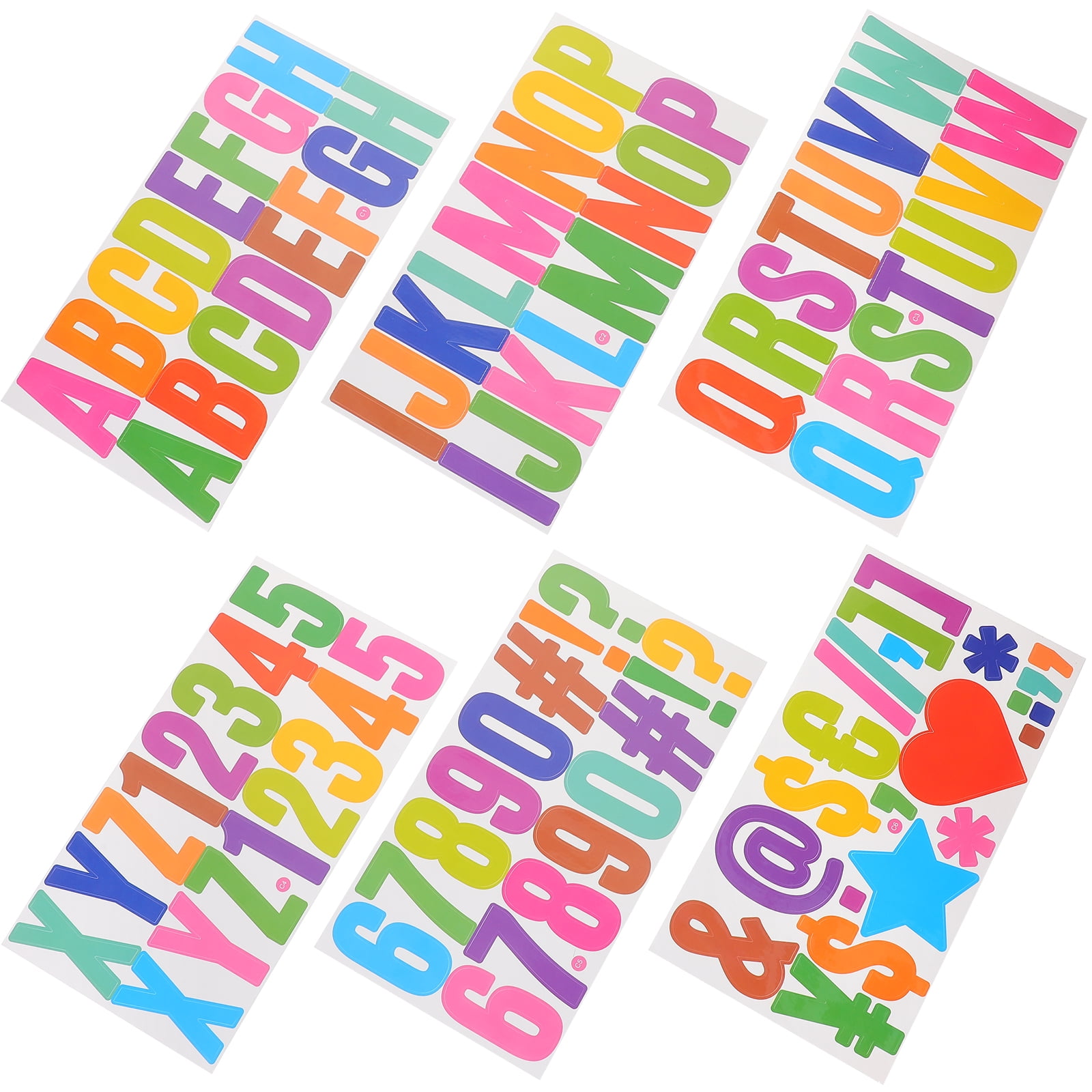 Viveous 6 Sheets of Alphabet Stickers Letter Number Stickers Adhesive ...
