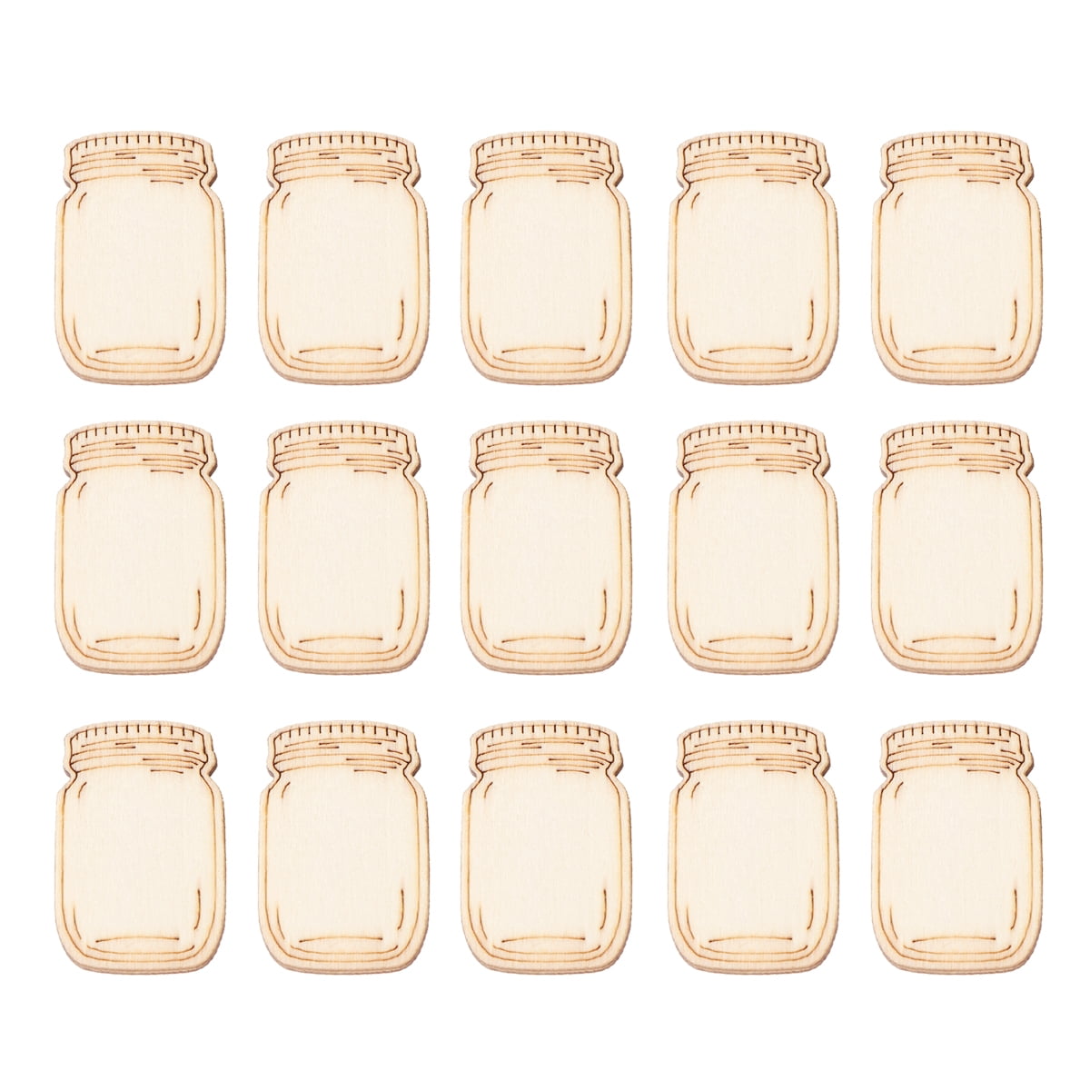 Viveous 60pcs Wooden Jar Cutouts Wooden Pieces Craft DIY Wooden Crafts ...