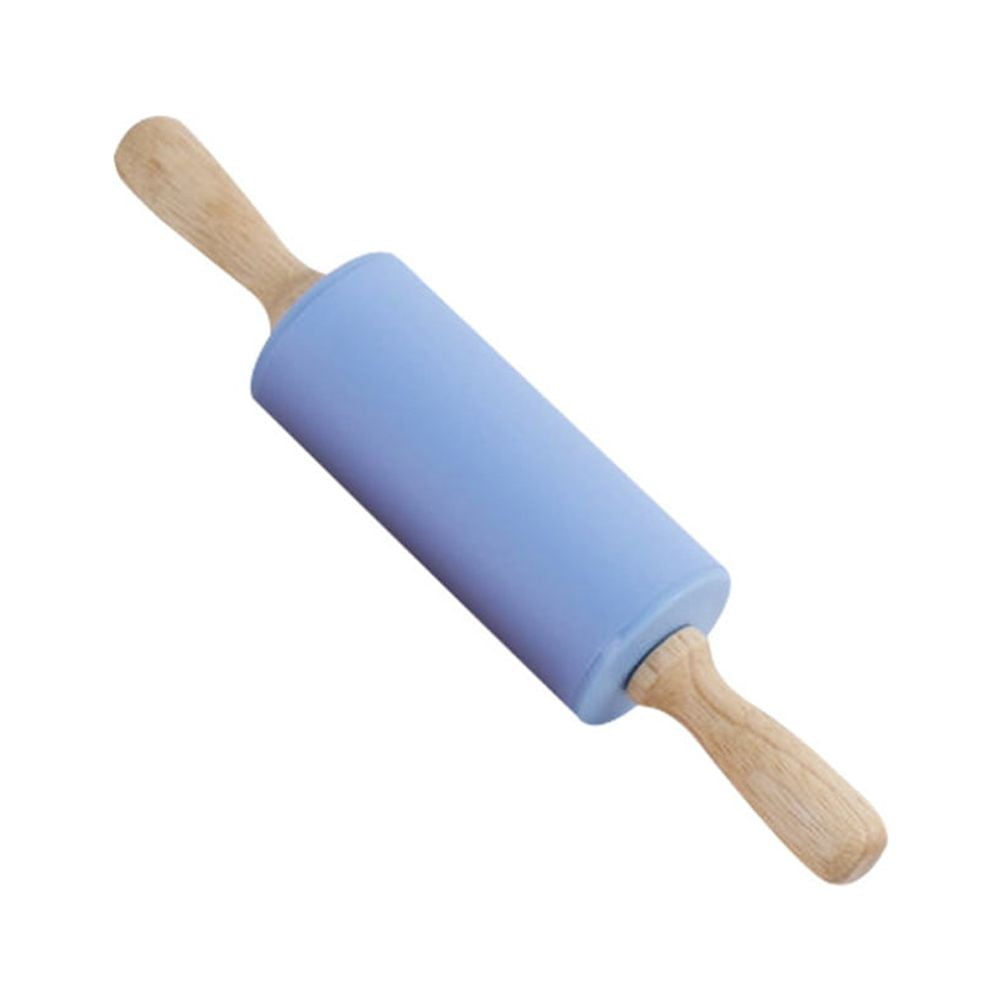 Viveous Mini Silicone Non-stick Rolling Pin Wooden Handle Roller ...