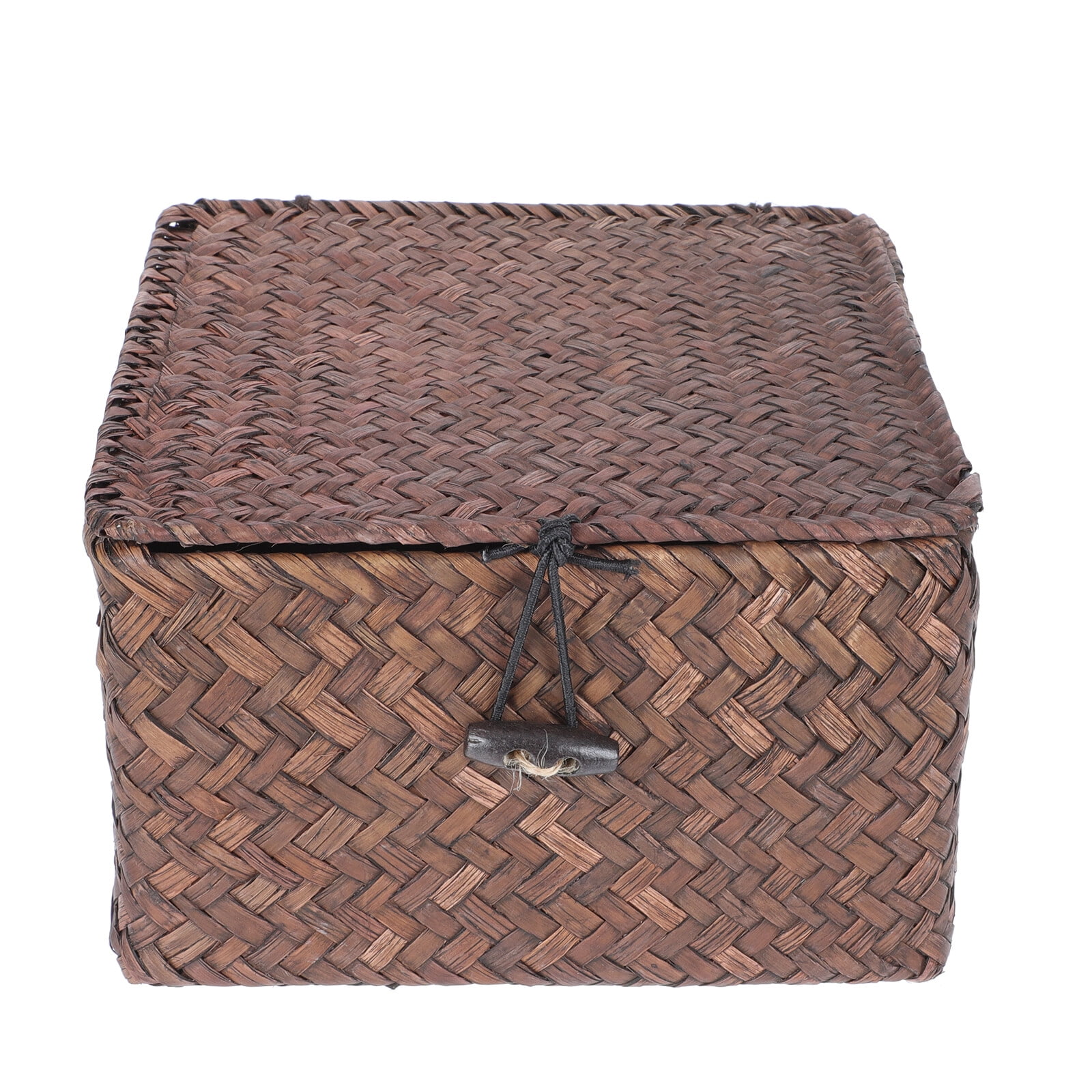 Viveous Seagrass Storage Baskets with Lids Woven Rectangular Basket ...