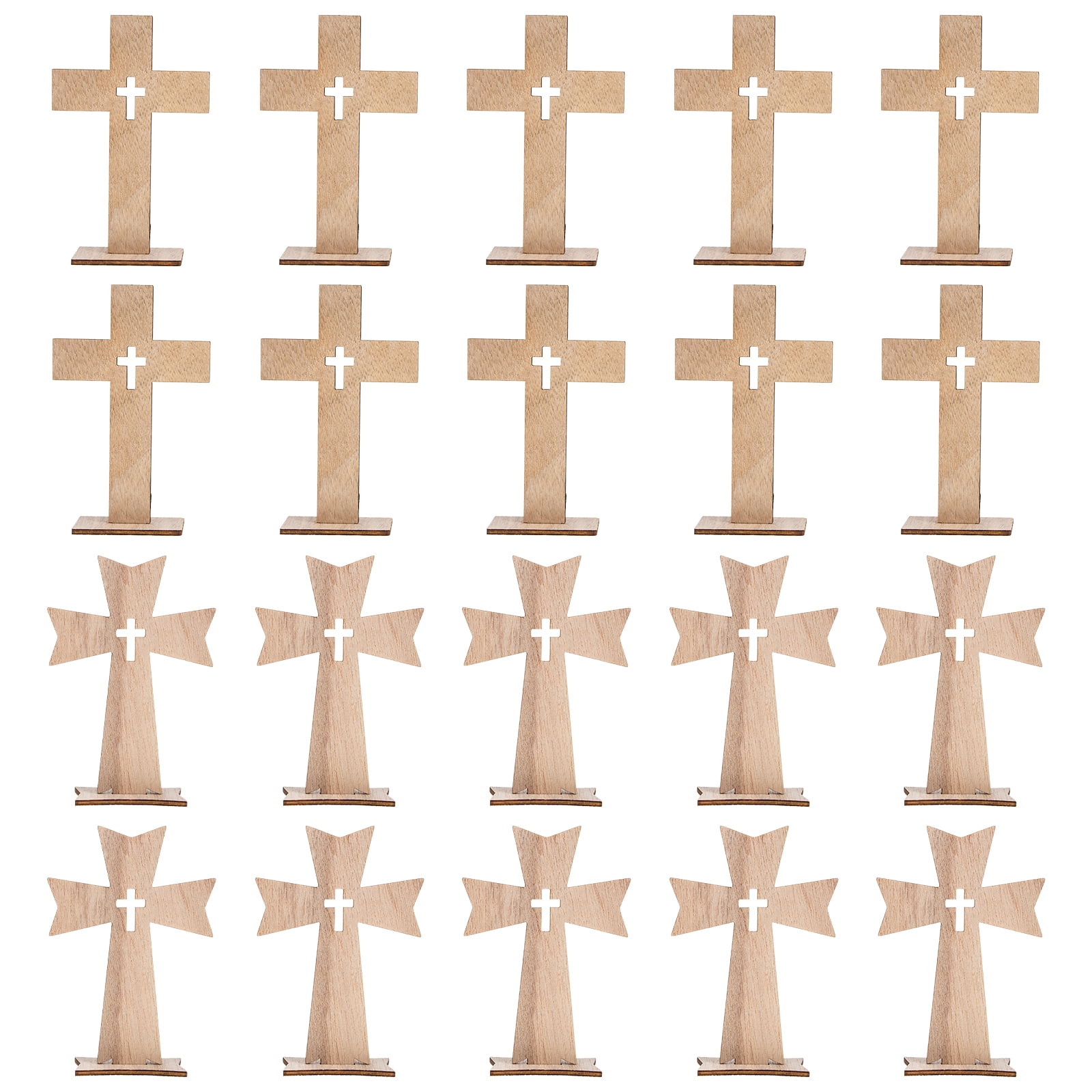 Viveous wood cross desktop decor unfinished: 20sets wood crosses for ...