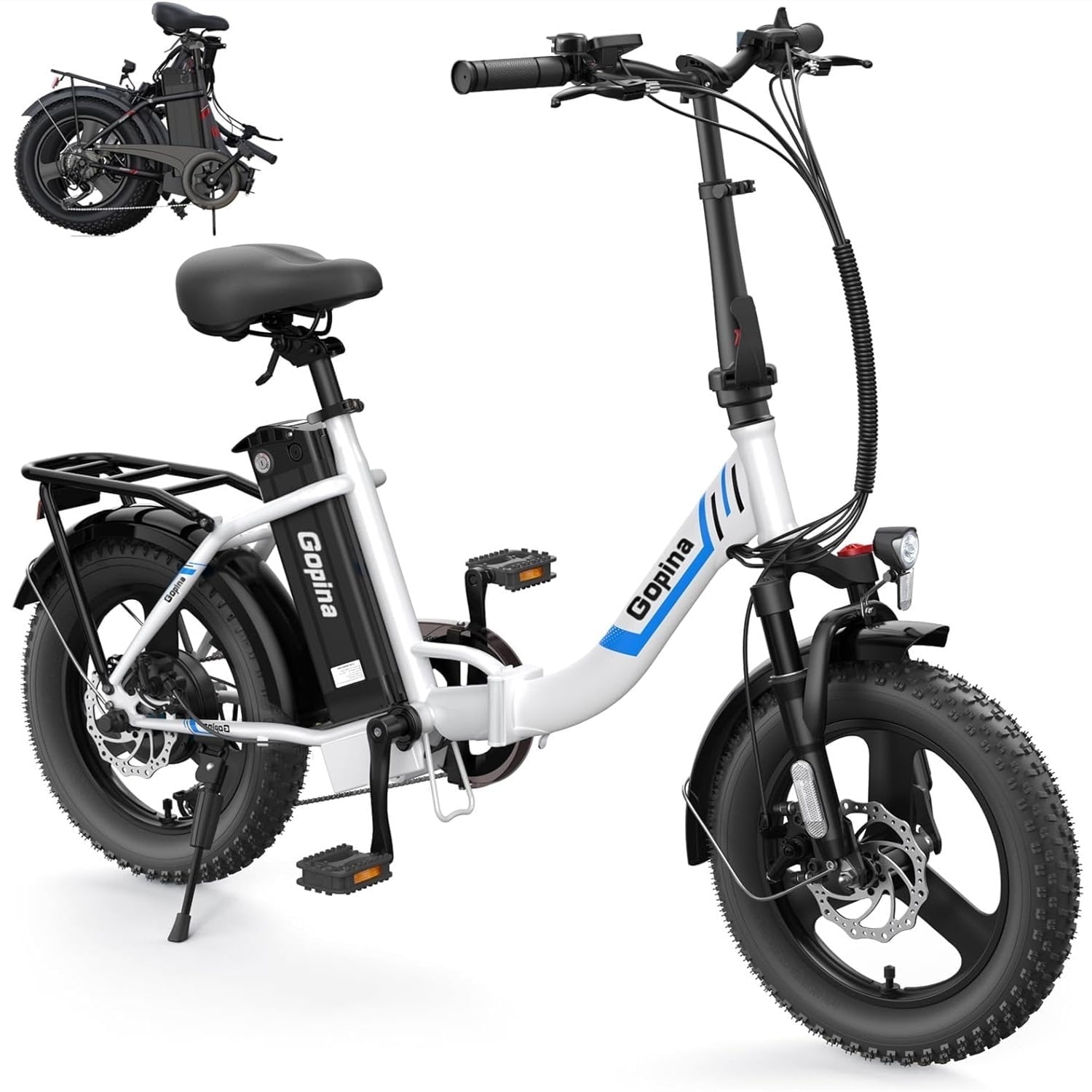 "Vivi 16"" Small Electric Bike, 350W Folding Cruiser, 48V Fat Tire, 19 ...