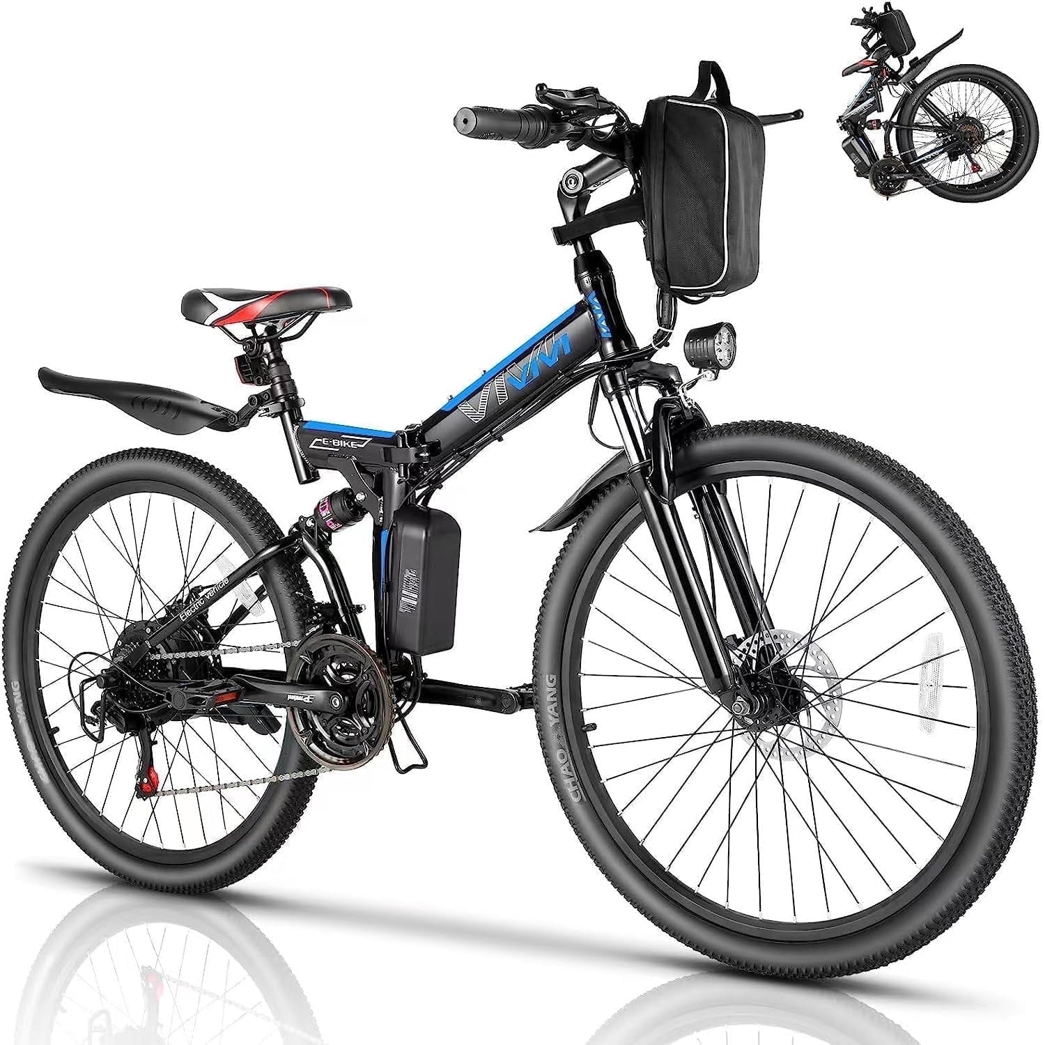 Vivi Electric Bike 26'' Folding Electric Mountain Bike 500W Full ...