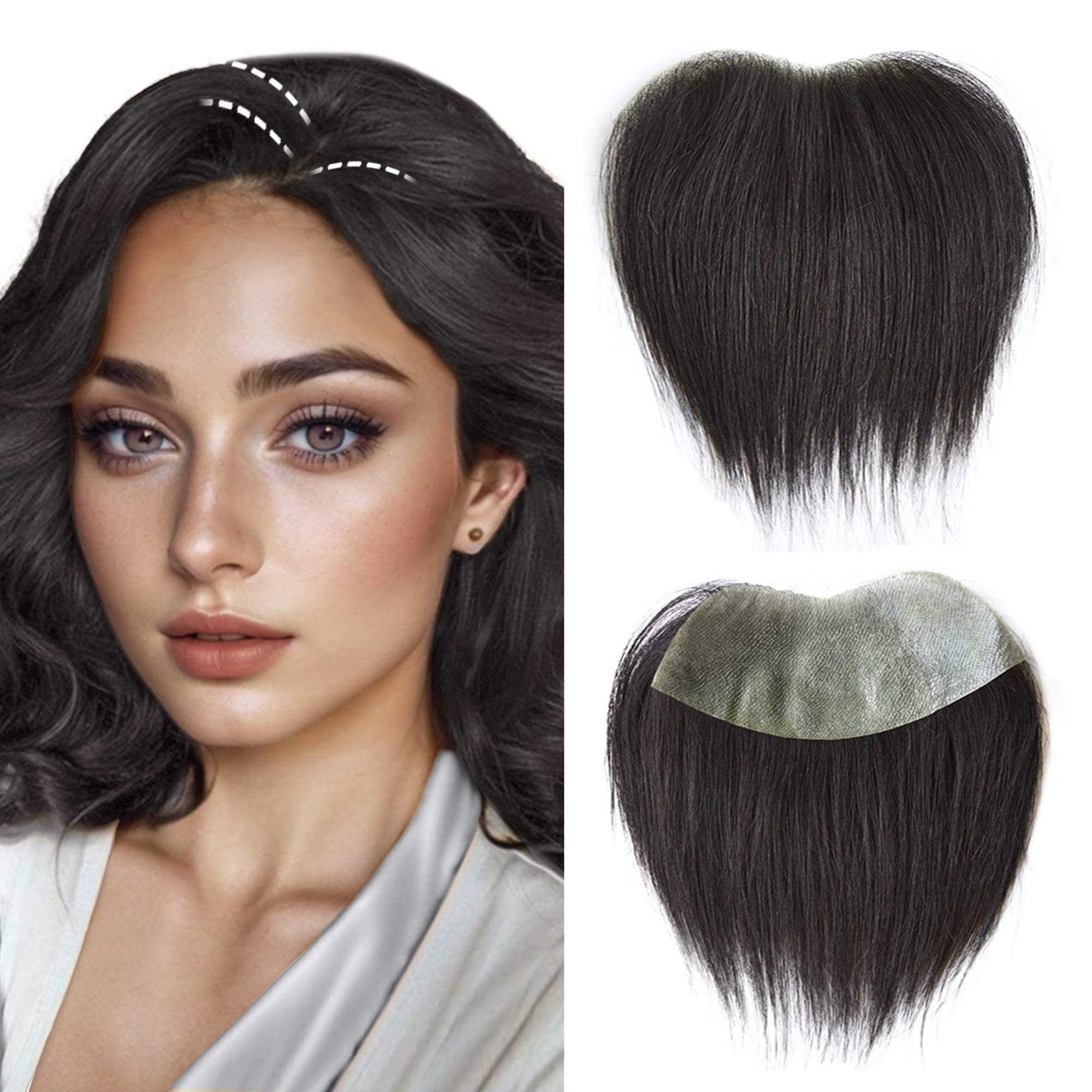 ViviaBella Frontal Hairpiece for Women Natural Black Hair Extension ...