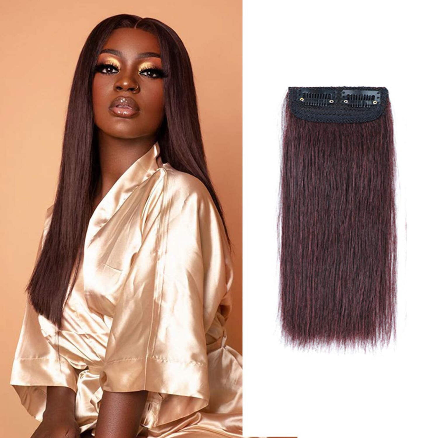 ViviaBella Mini Clip in Hairpieces Real Human Hair Extensions Thick One ...