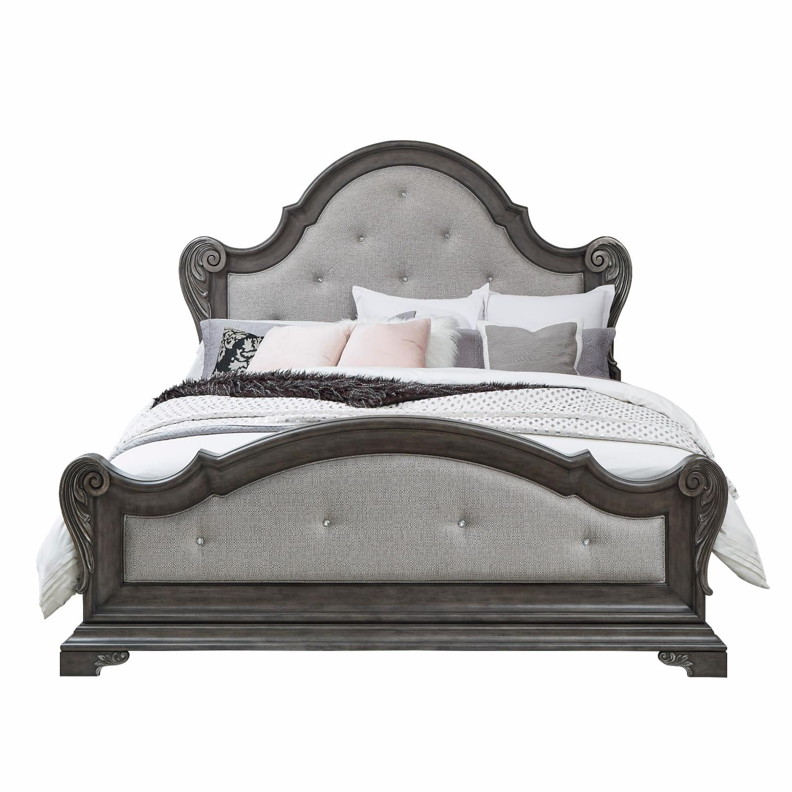 Vivian Queen Fabric Upholstered Panel Bed in Gray Finish by Pulaski ...