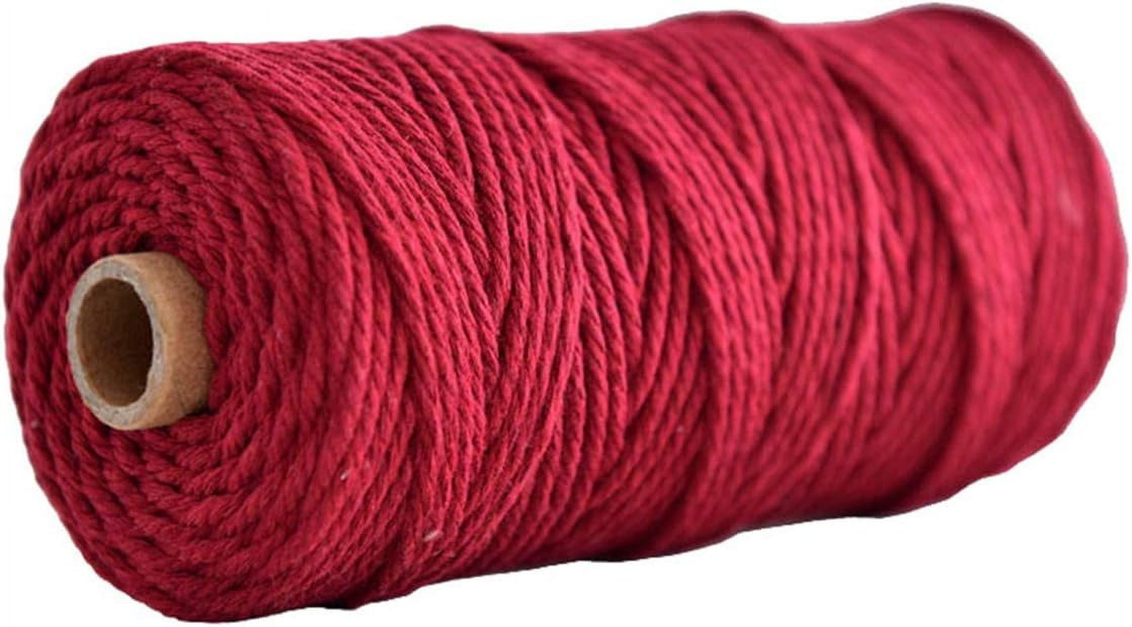 Vivianbuy Wine Red 3mm/4mm Dia 328ft Macrame Cotton Cord Twist Macrame ...