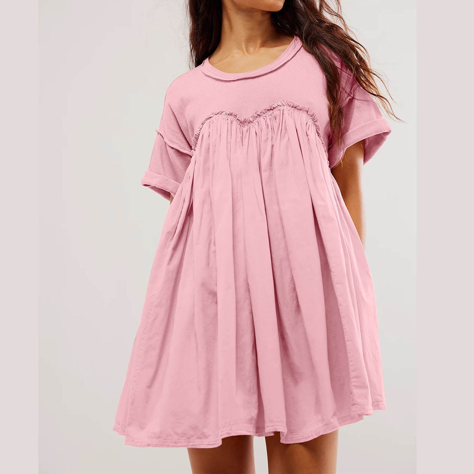 Vivianyo HD Women's Maxi Dress Fashion Women's Casual Short Sleeved ...