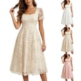 Vivianyo HD Women's Square Neck Puff Sleeve Floral Embroidered Tulle ...