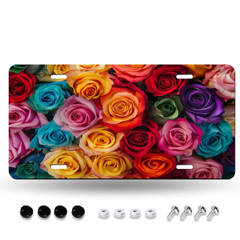 Vivid Array of Roses in Different Shades License Plate Frame ...
