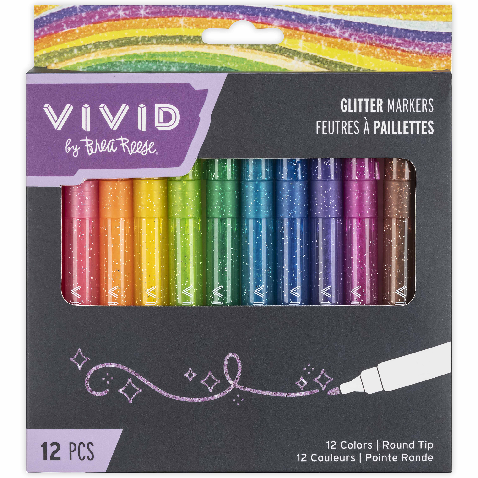 Vivid by Brea Reese: Glitter Markers - 12 Pack, Sparkle & Shine Ink ...