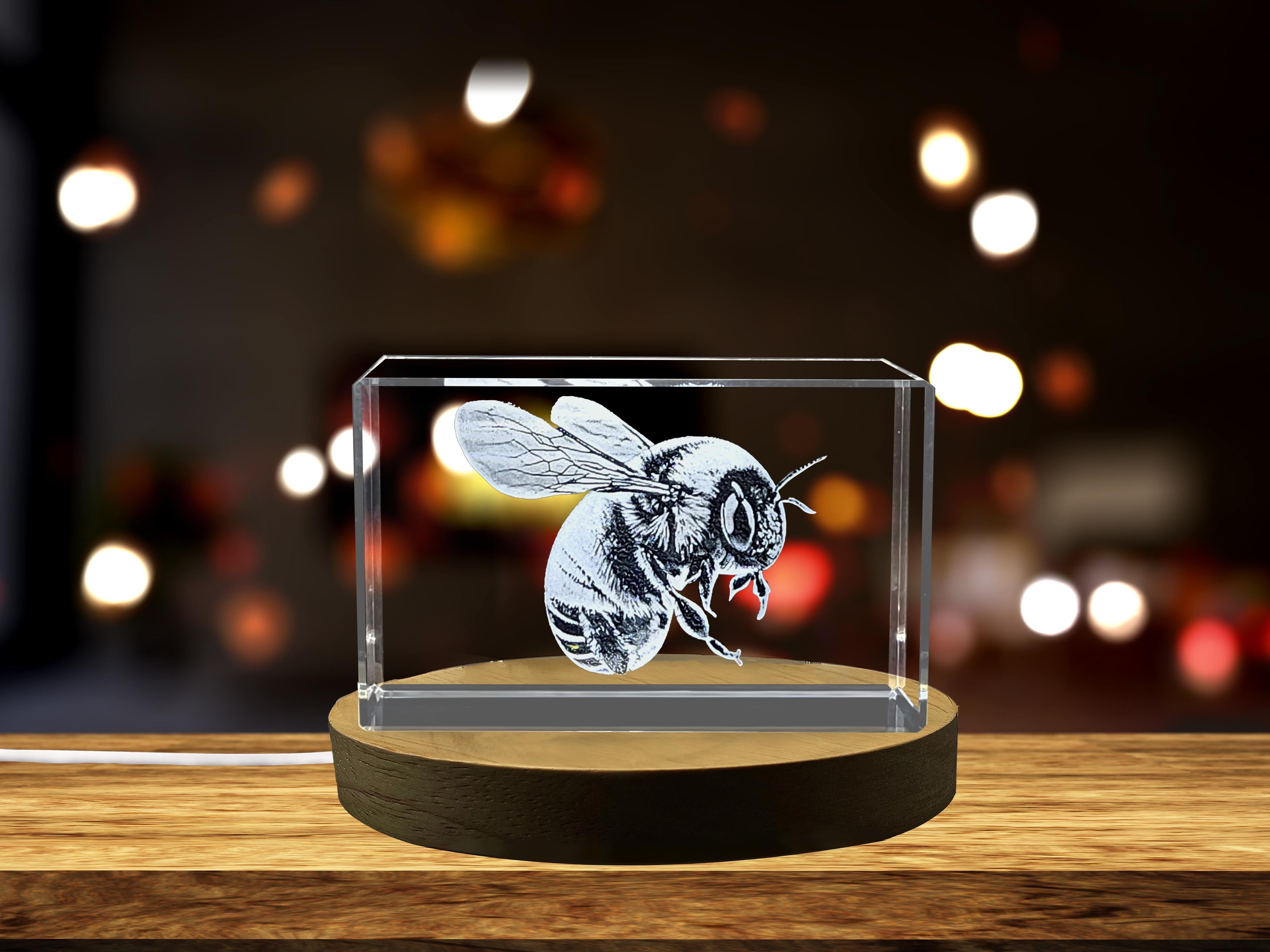 Vivid Bumble Bee Engraved Crystal Statue | Unique Bee Decor and Gift ...