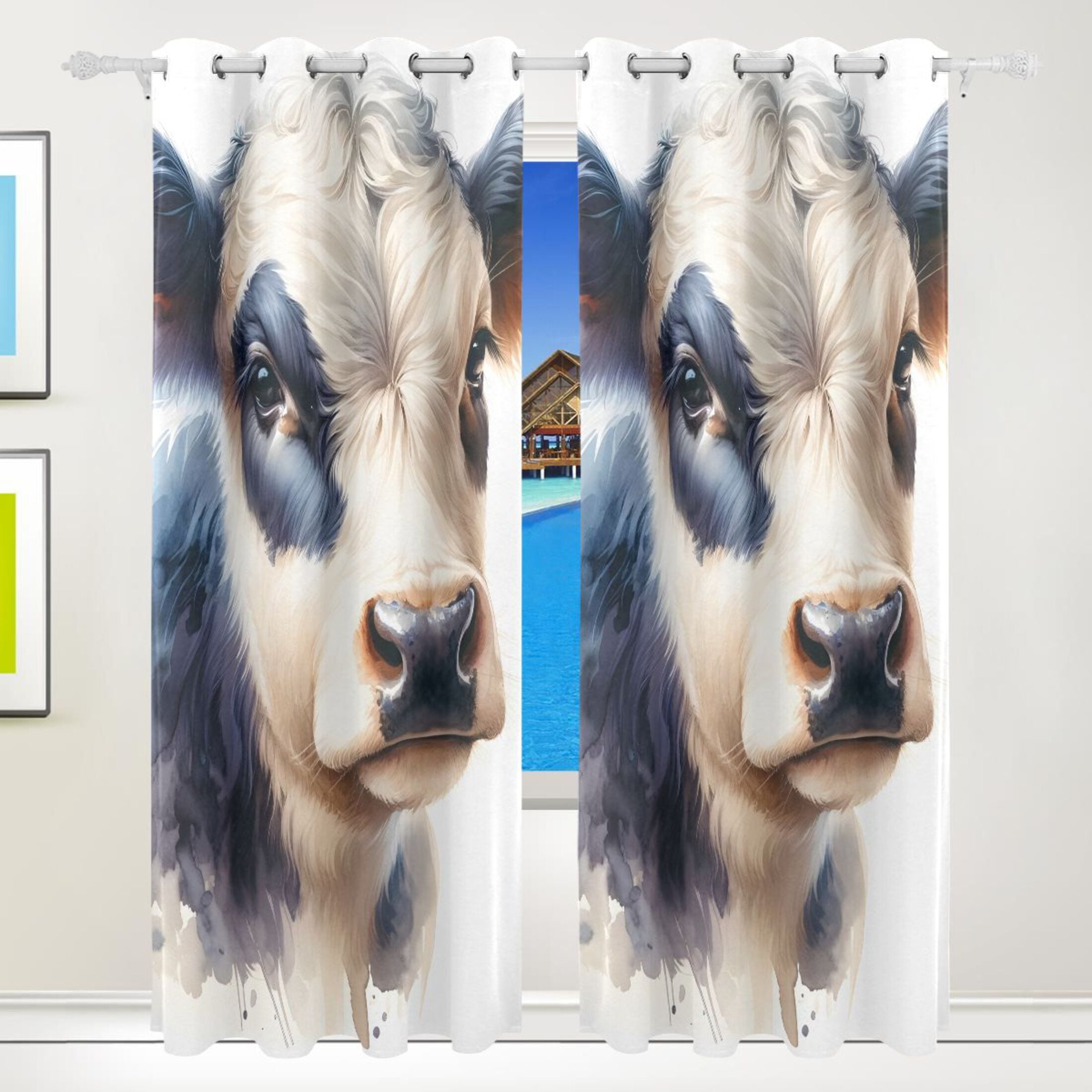 Vivid Cattle Blackout Curtains 72 inch Length 2 Panels Grommet Drapes ...
