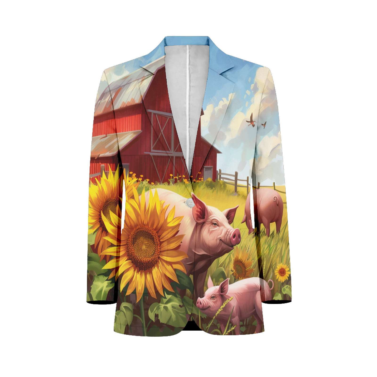 Vivid Country Scene With Farm Animals Customized Men's Suits full man ...