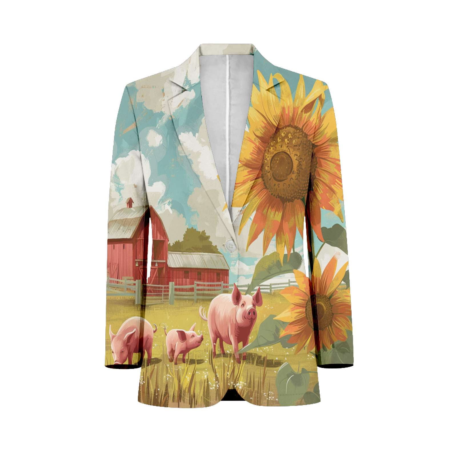 Vivid Country Scene With Farm Animals Customized Men's Suits full man ...