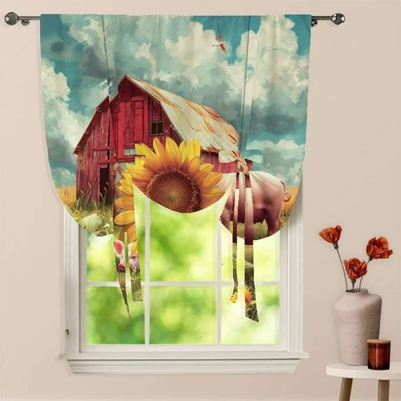 Vivid Country Scene With Farm Animals Window Curtain for Living Room ...