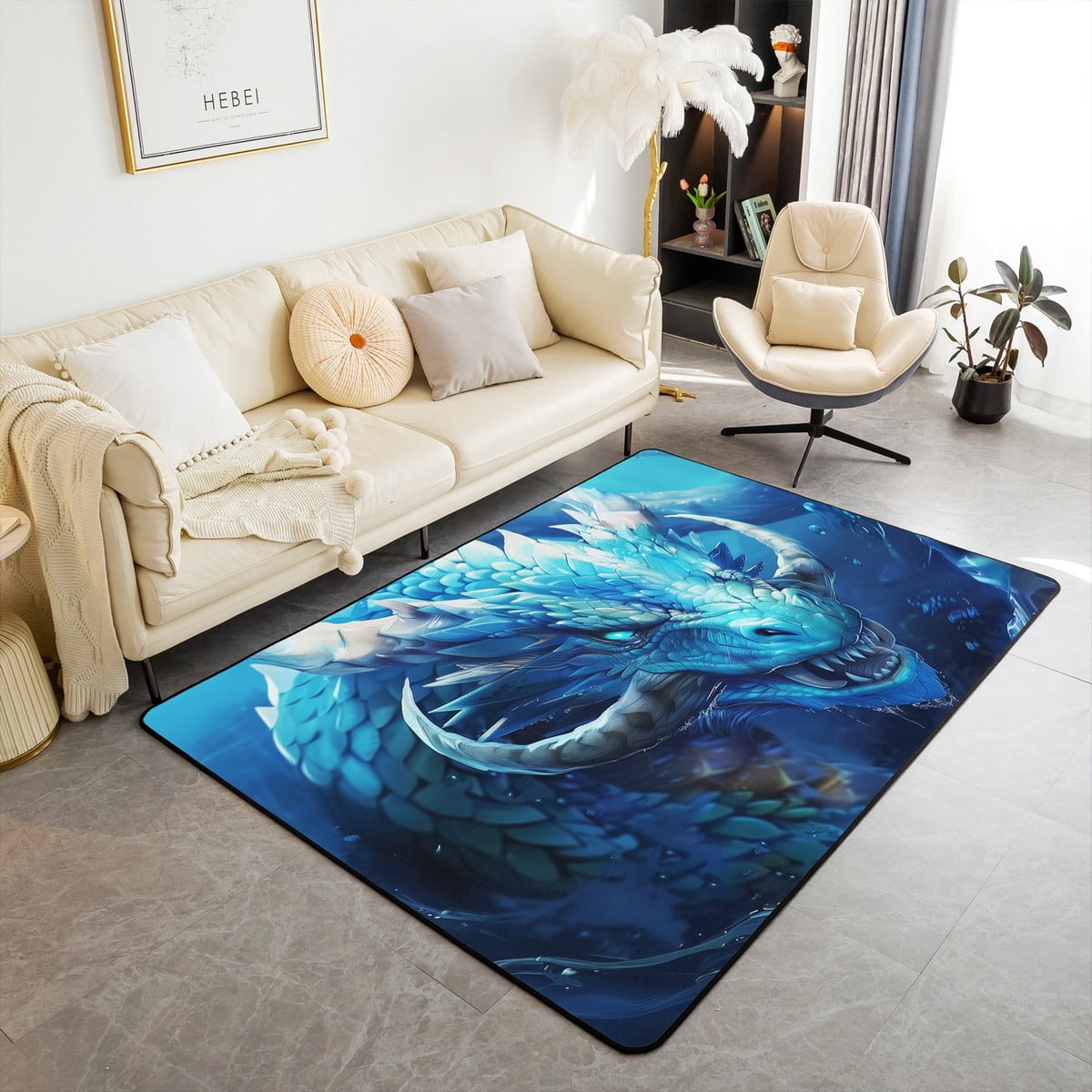 Vivid Dragon Indoor Floor Mat,Gothic Western Animal Undersea Decorative ...