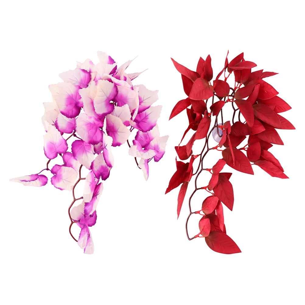 Vivid Fake Plant Pet Landscaping Rattan Artificial Plants Glass ...