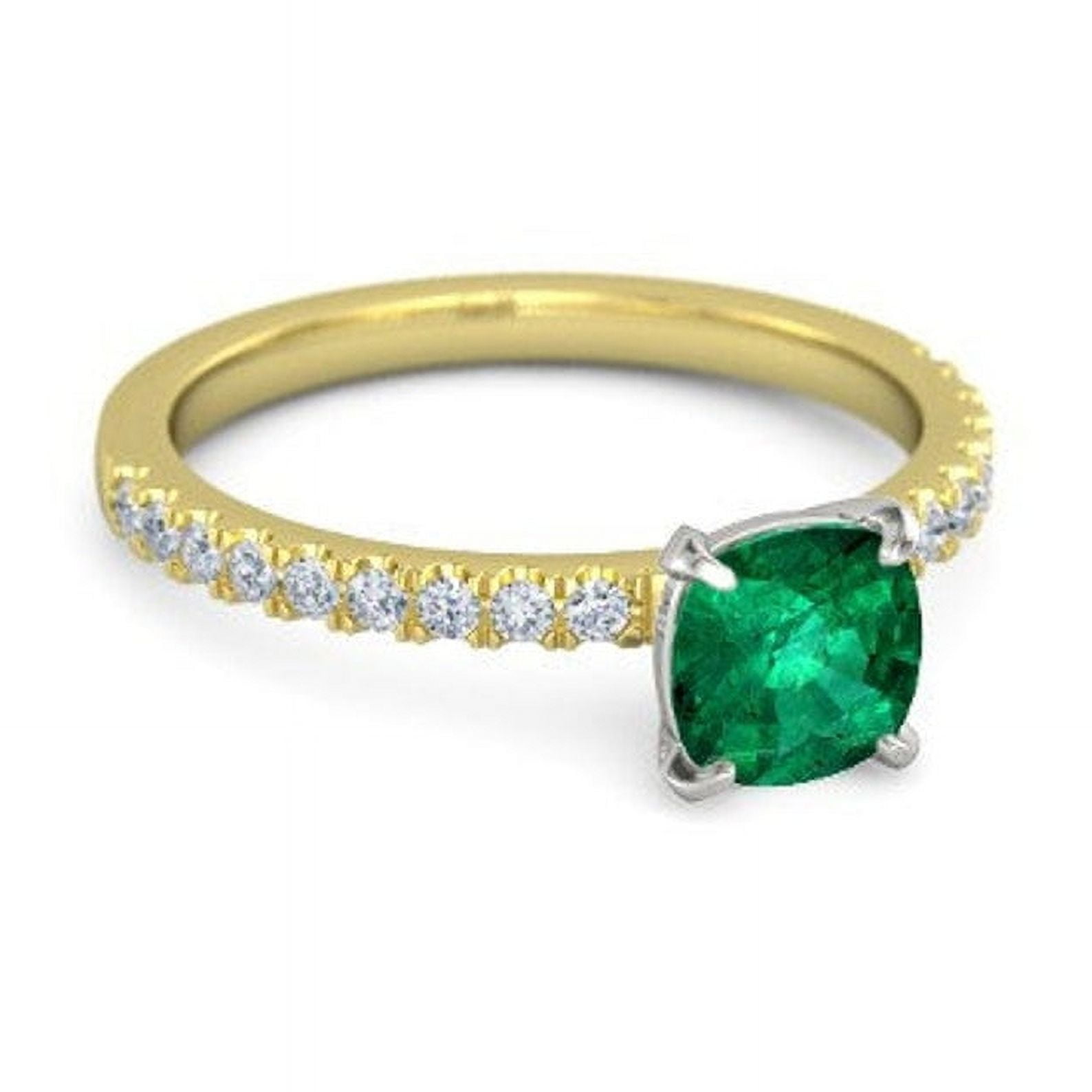 Vivid Green Natural Cushion Emerald Gemstone Engagement Ring Emerald ...