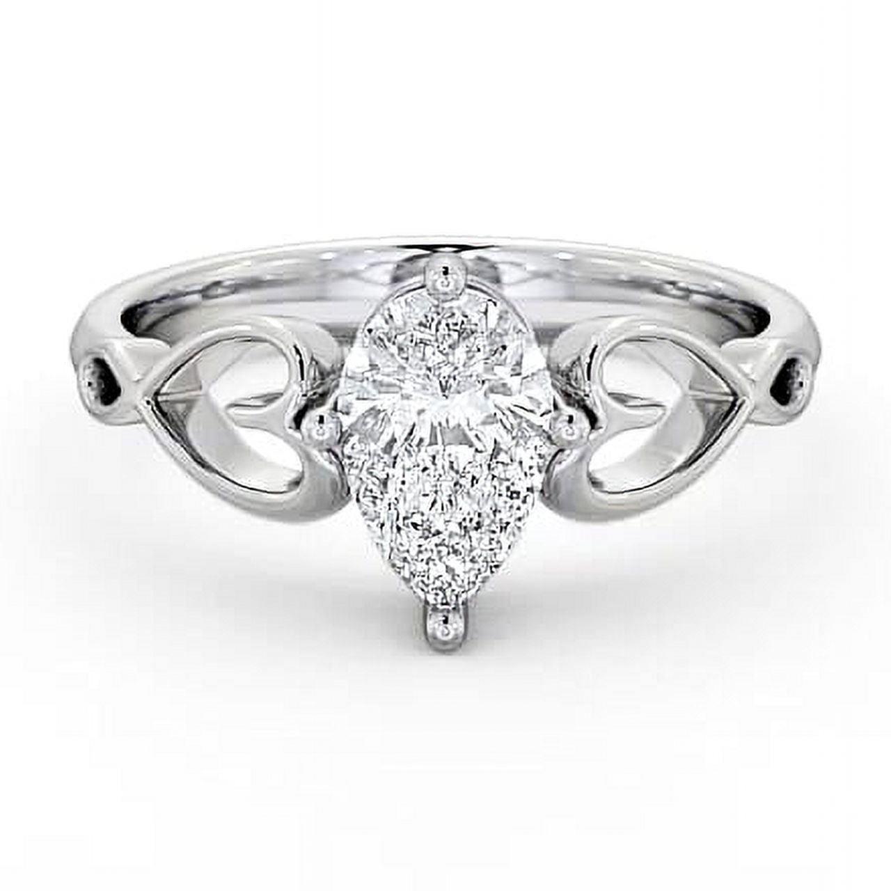 Vivid Jewel 14K White Gold Over Ring for Her - 2 Ct Pear Cut White ...