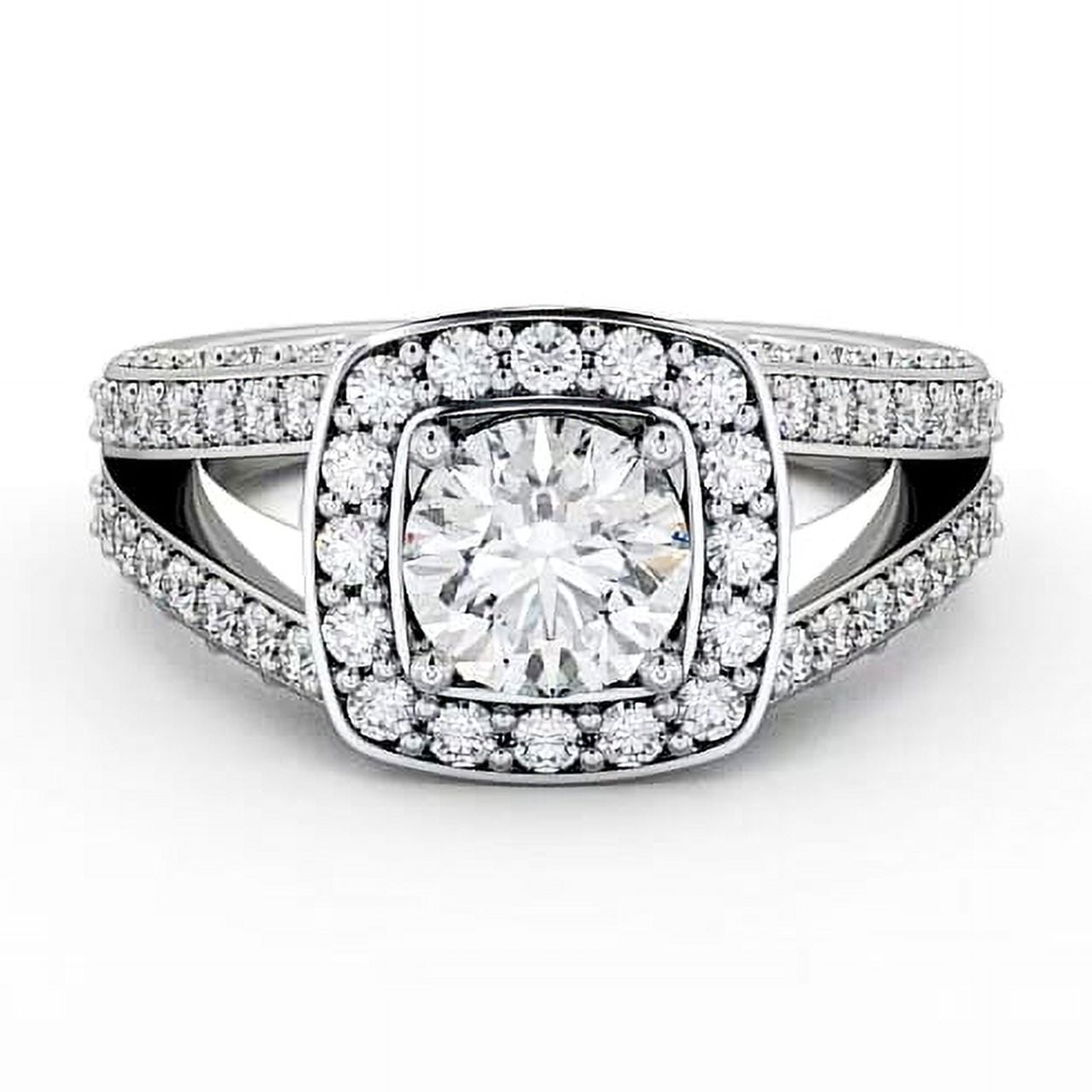 Vivid Jewel Brilliant 2 Ct Round Cut Diamond Ring - 14K White Gold Over ...