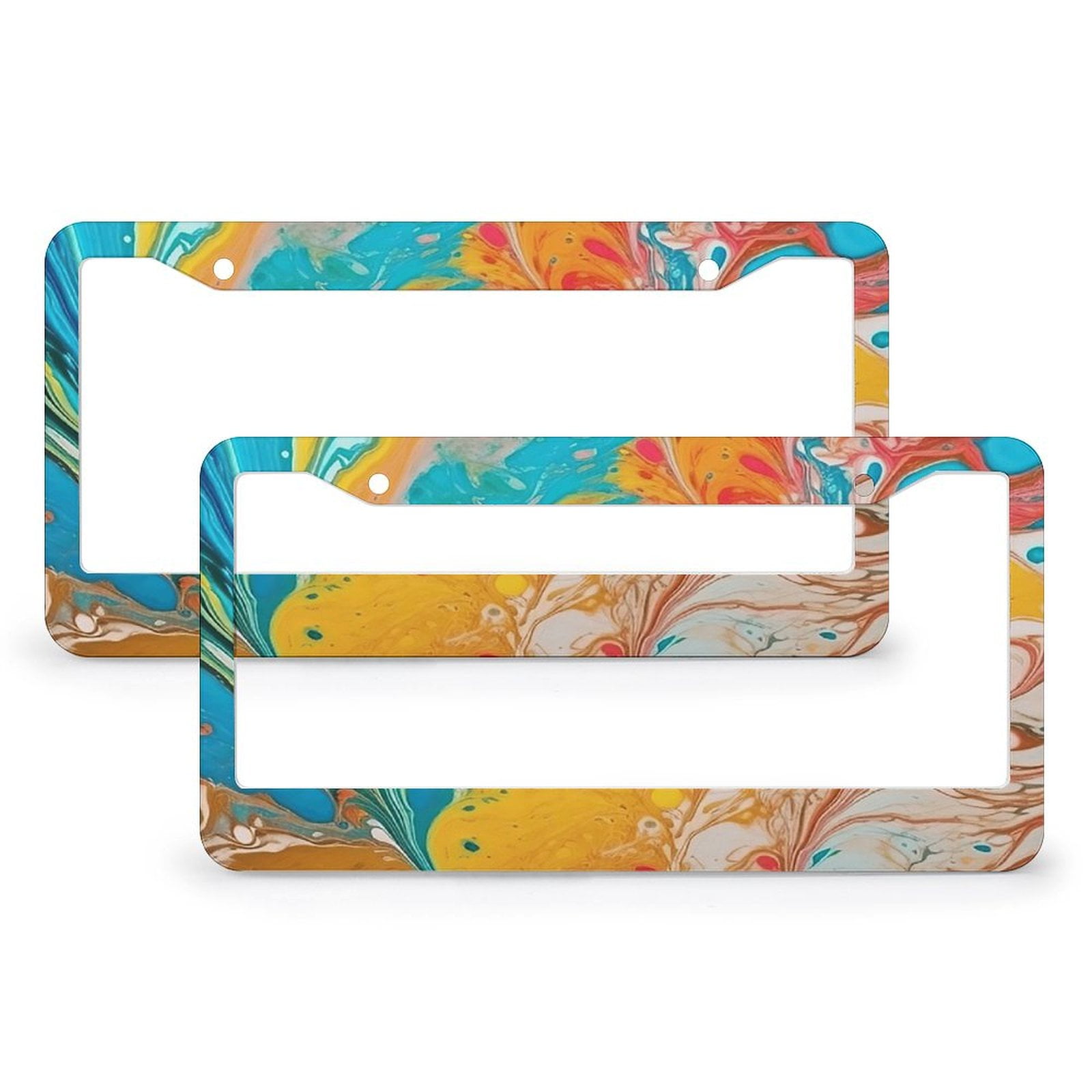 Vivid Marble Like 2 Pack License Plate Frame - Car Plate Holder Cover ...