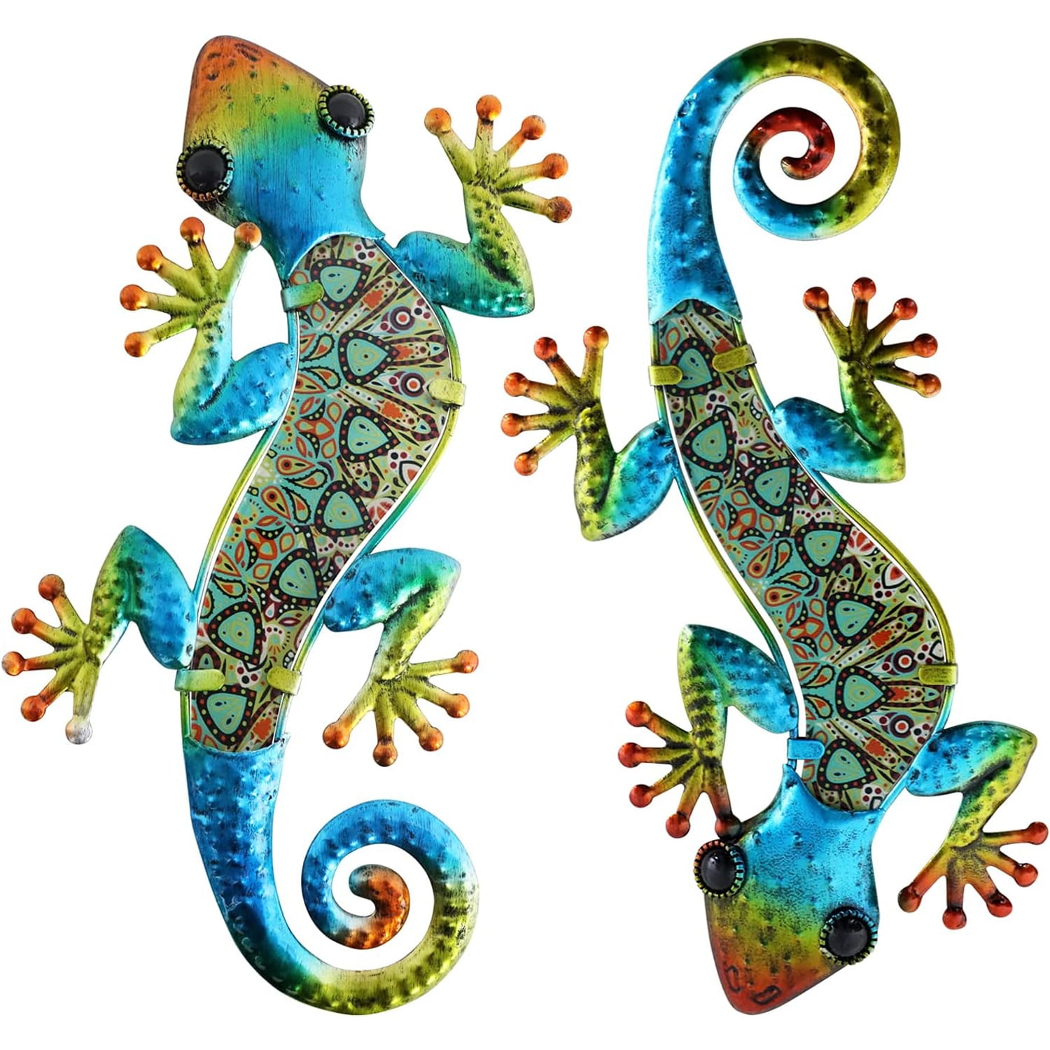 Vivid Metal Lizard Wall Decor - 12" Blue Gecko Outdoor Art - 2 Pack by ...