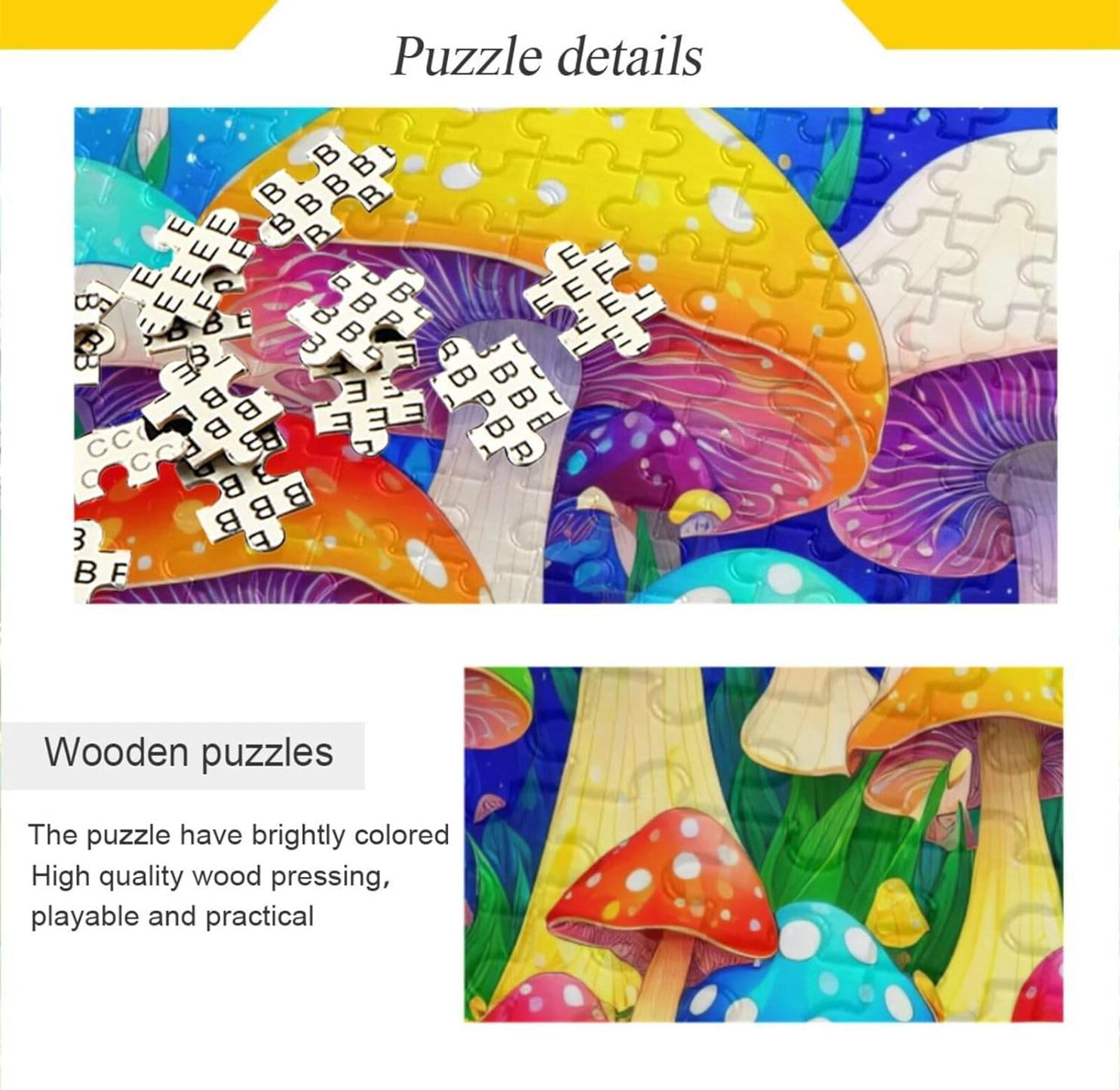 Vivid Mushrooms Jigsaw Puzzle, Paper Wood Composite Material Zigsaw ...