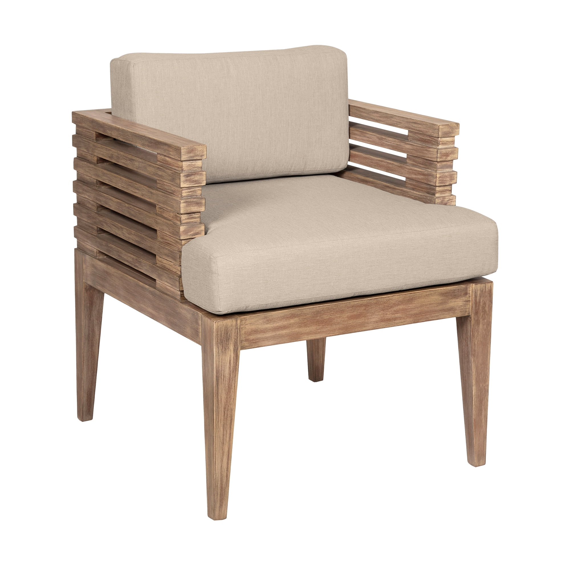 Vivid Outdoor Patio Dining Chair in Light Eucalyptus Wood with Taupe ...