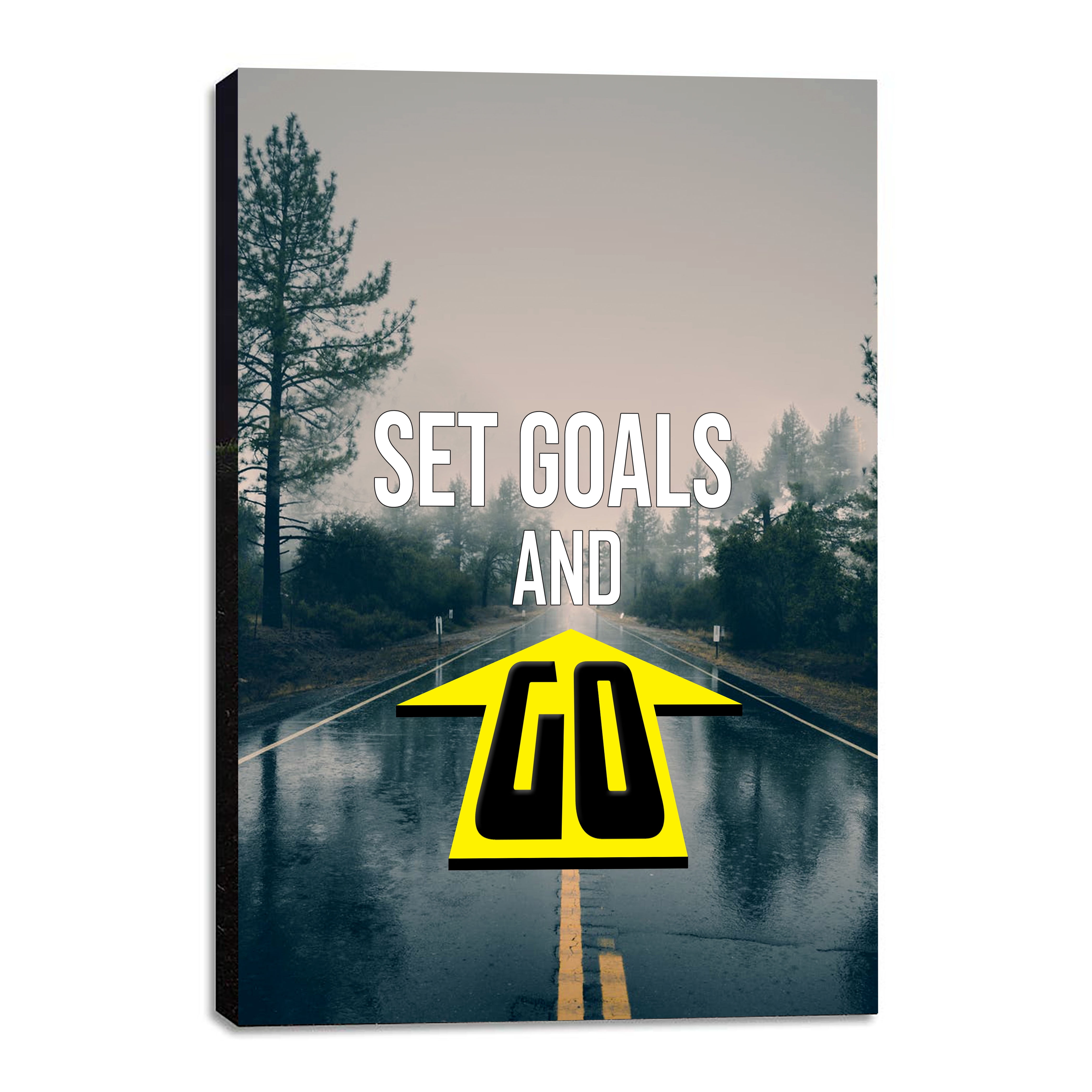 Vivid Pixel Set Goals Canvas Wall Decor, Wall Art, Office Decor 24x36in ...