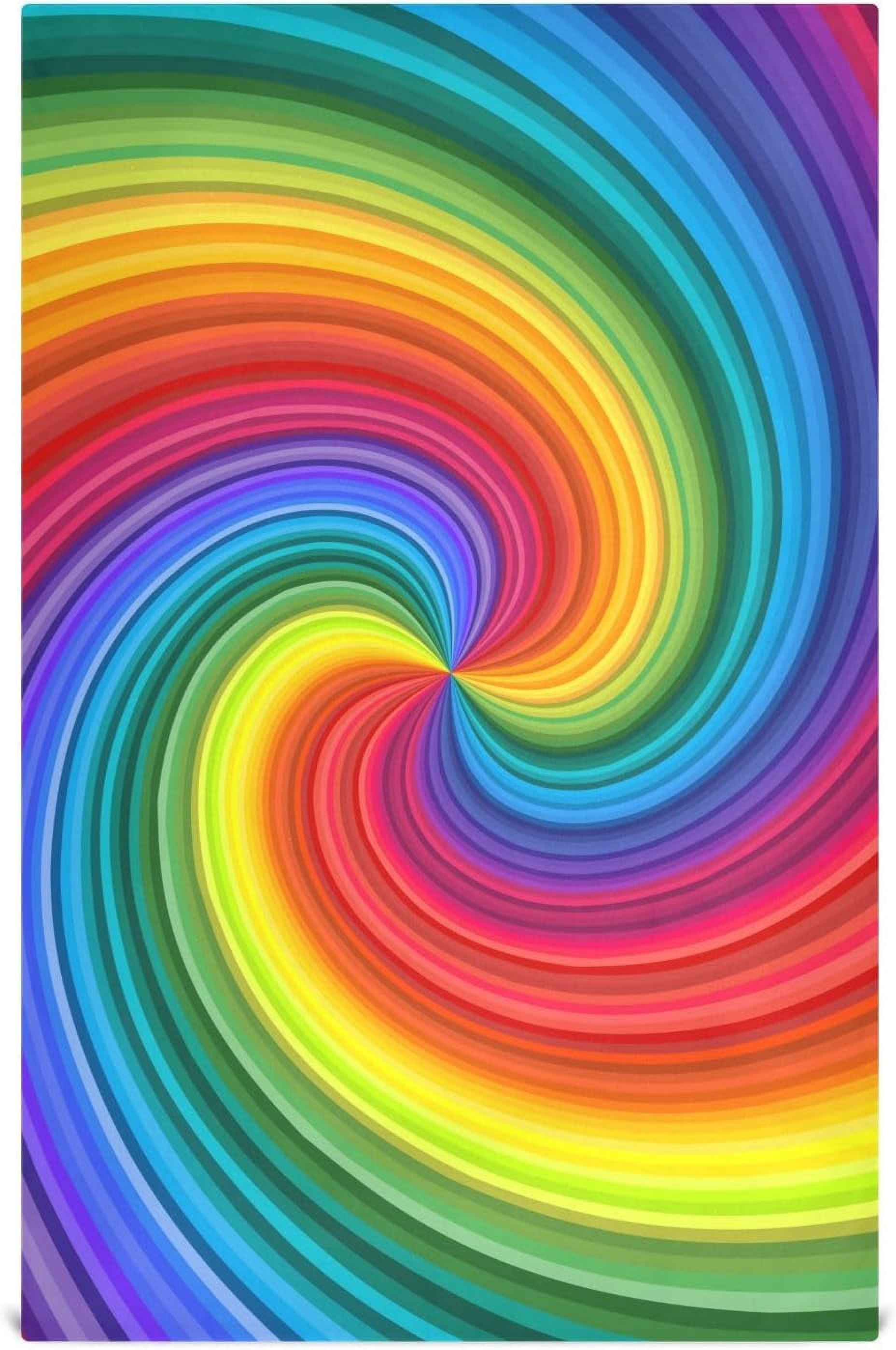 Vivid Rainbow Colored Swirl Kitchen Towel, Dish Towels Quick Drying Tea ...