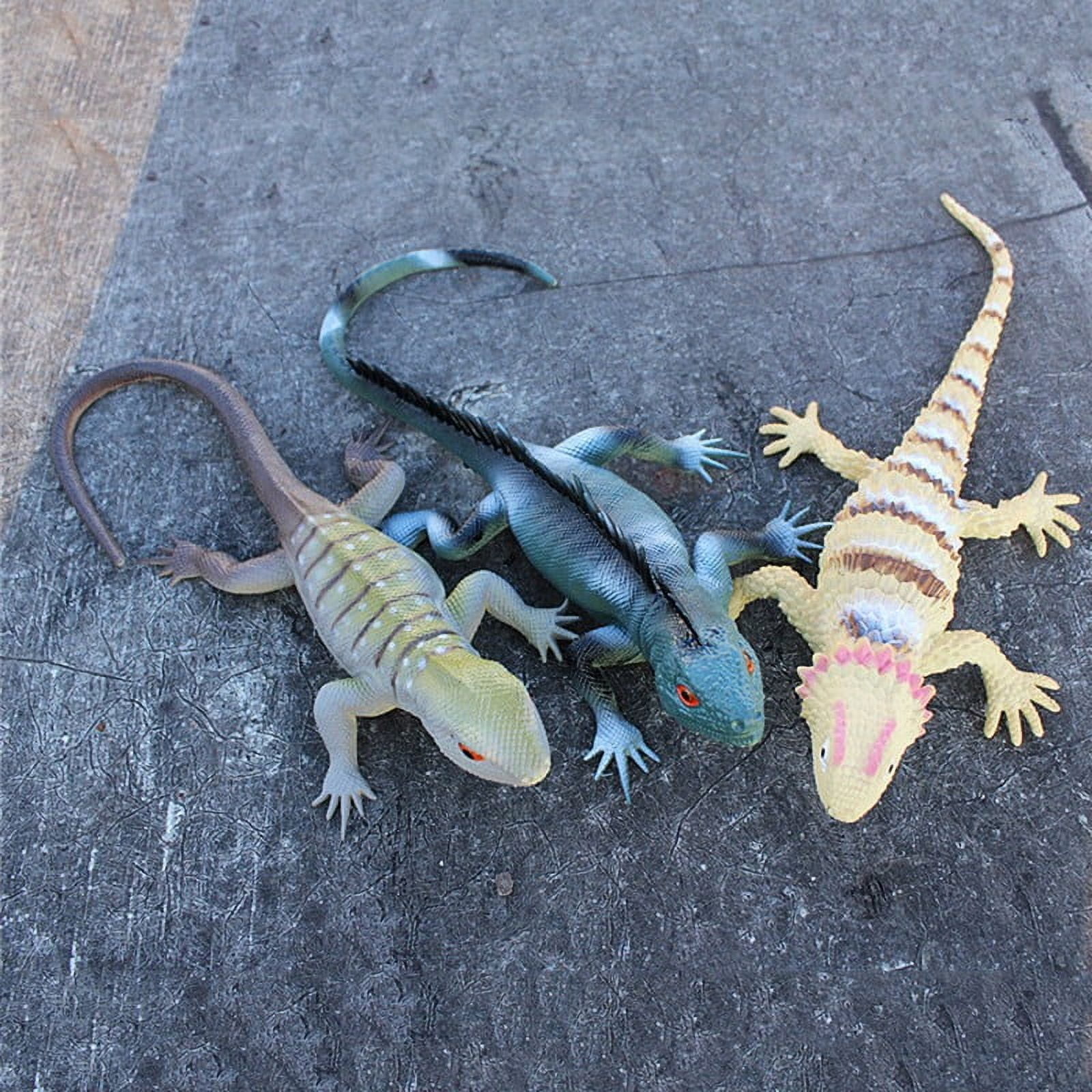 Vivid Soft Rubber Lizard Figure Zoo Reptile Toy Collection Prop Kids ...