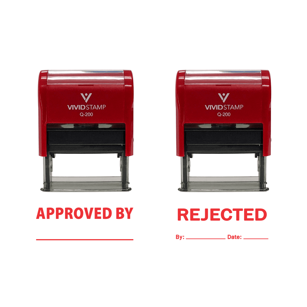 Vivid Stamp APPROVED/REJECTED By Date Rubber Stamp - 2 PACK (Red Ink ...