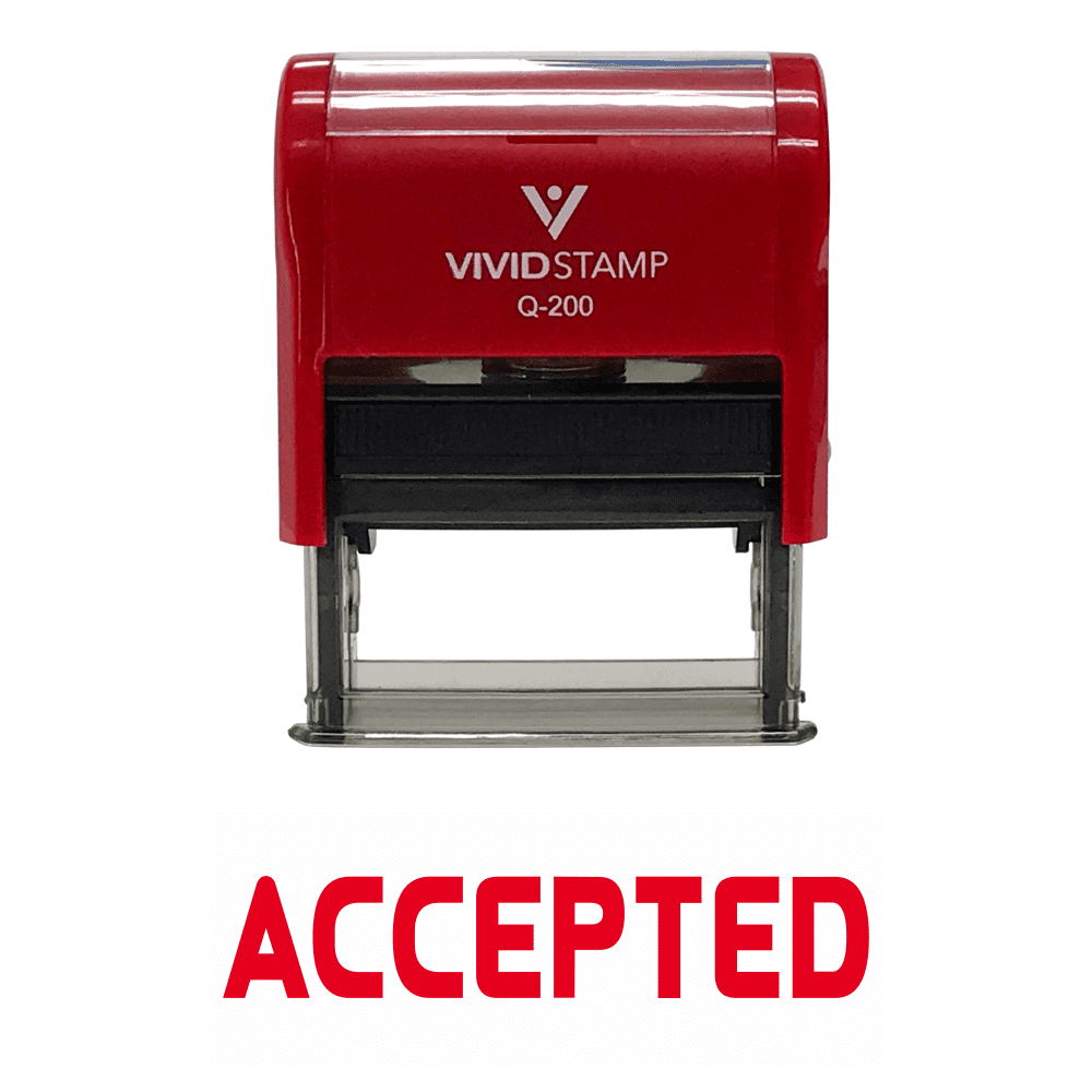 Vivid Stamp Accepted Self Inking Rubber Stamp (Red Ink) - Medium ...