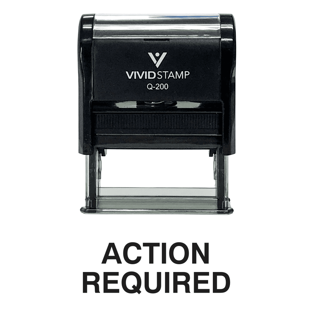 Vivid Stamp Action Required Office Self Inking Rubber Stamp (Black Ink ...