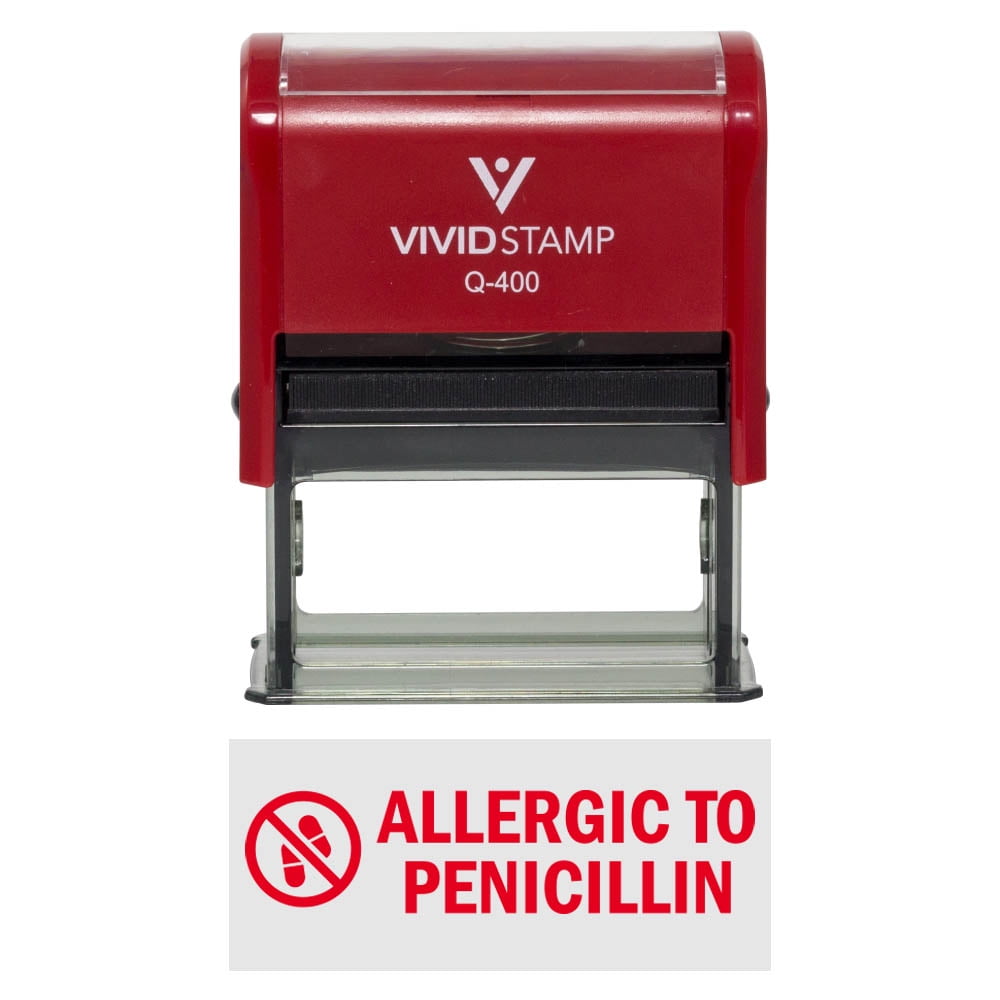 Vivid Stamp Allergic To Penicillin Medical Self-Inking Rubber Stamps ...