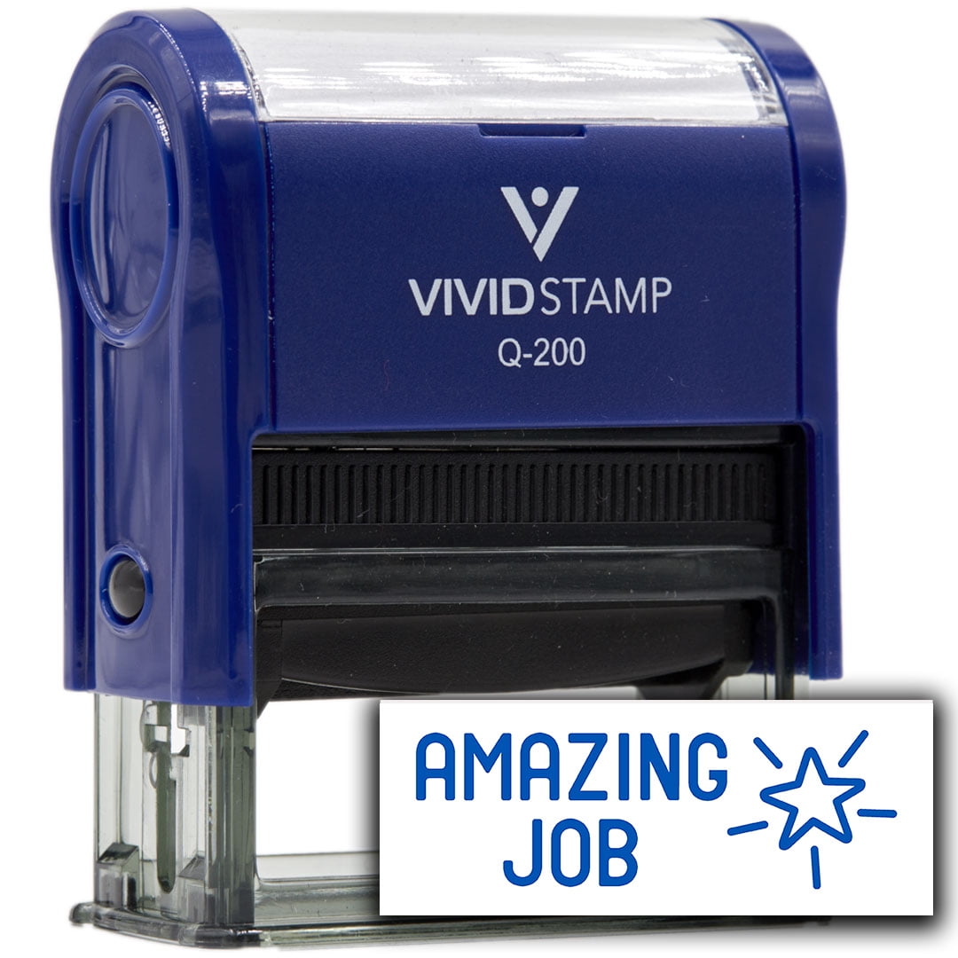 Vivid Stamp Amazing Job Self Inking Rubber Stamp (Blue Ink) - Q-200 - Walmart.com