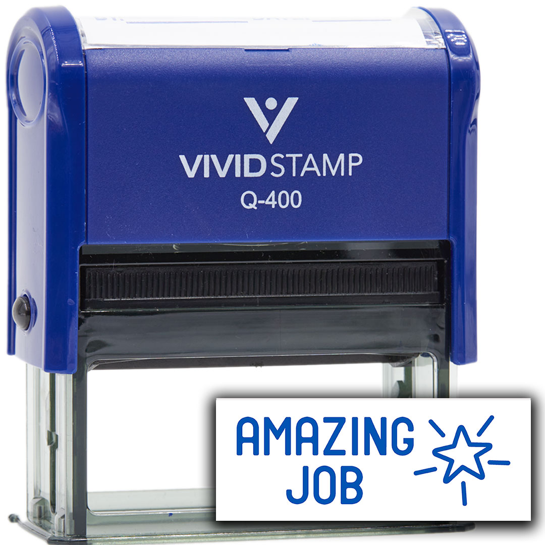 Vivid Stamp Amazing Job Self Inking Rubber Stamp (Blue Ink) - Q-400 ...