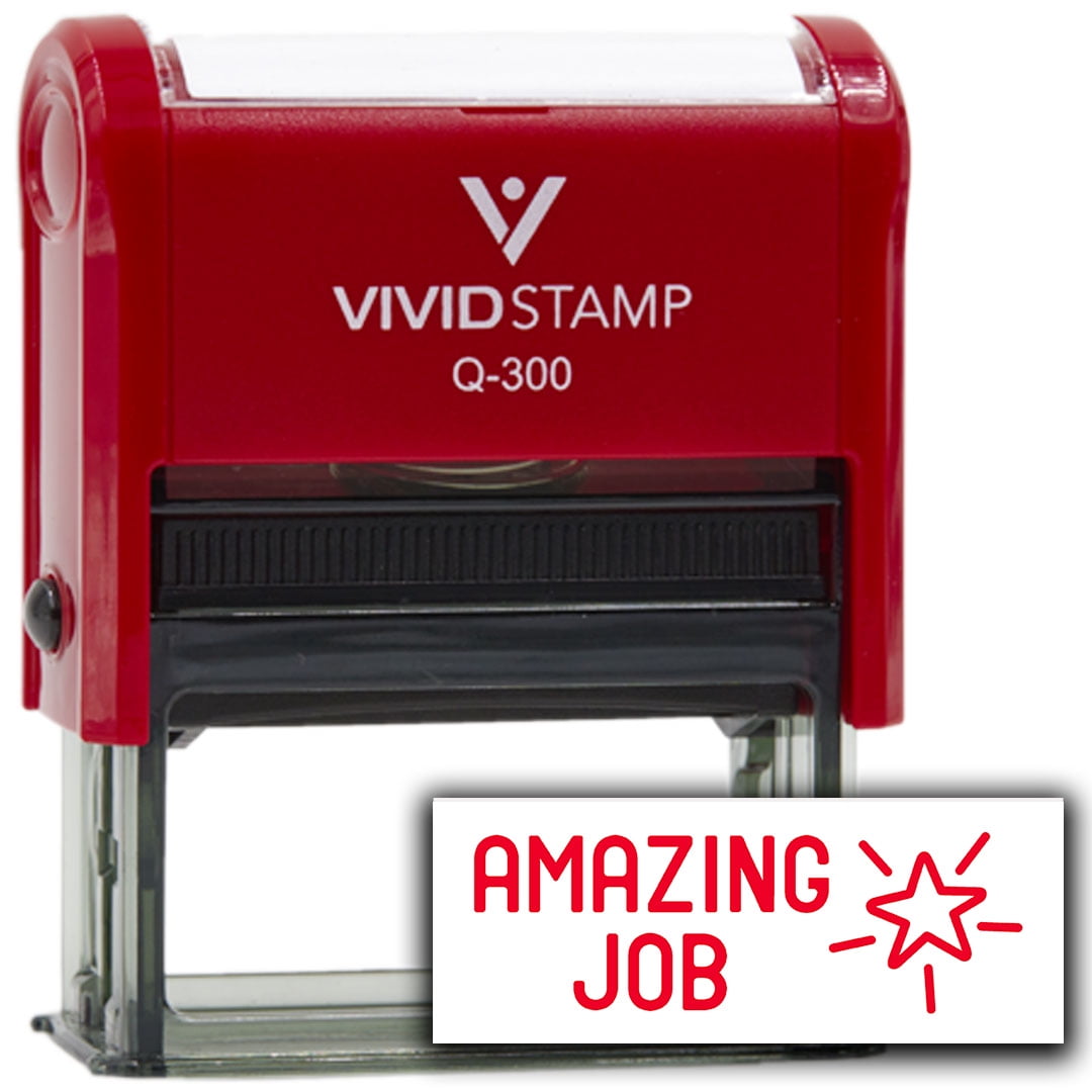 Vivid Stamp Amazing Job Self Inking Rubber Stamp (Red Ink) - Q-300 ...