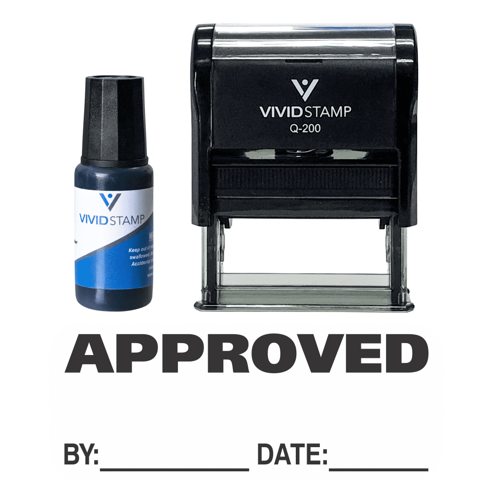 Vivid Stamp Approved By Date Self Inking Rubber Stamp Combo with Refill ...