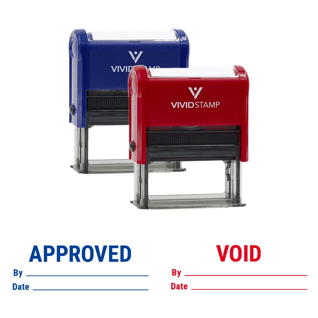 Vivid Stamp Approved By Date and Void By Date Self-Inking Rubber Stamps ...
