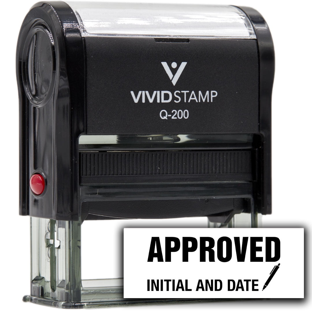 Vivid Stamp Approved Initial and Date (Pen Pointing Down) Self Inking ...