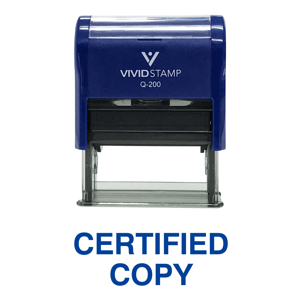 Vivid Stamp CERTIFIED COPY Self Inking Rubber Stamp (Blue Ink) - Medium ...