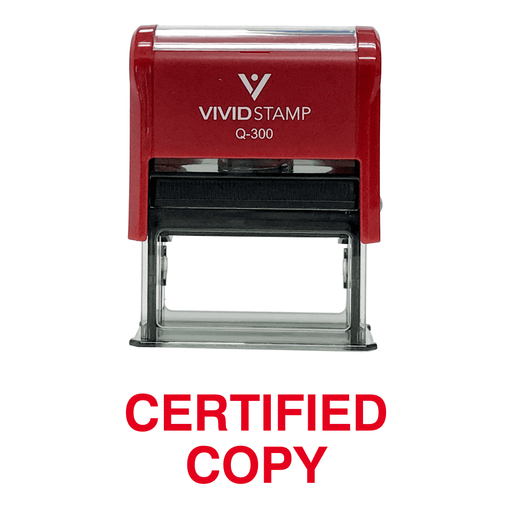 Vivid Stamp CERTIFIED COPY Self Inking Rubber Stamp (Red Ink) - Large ...